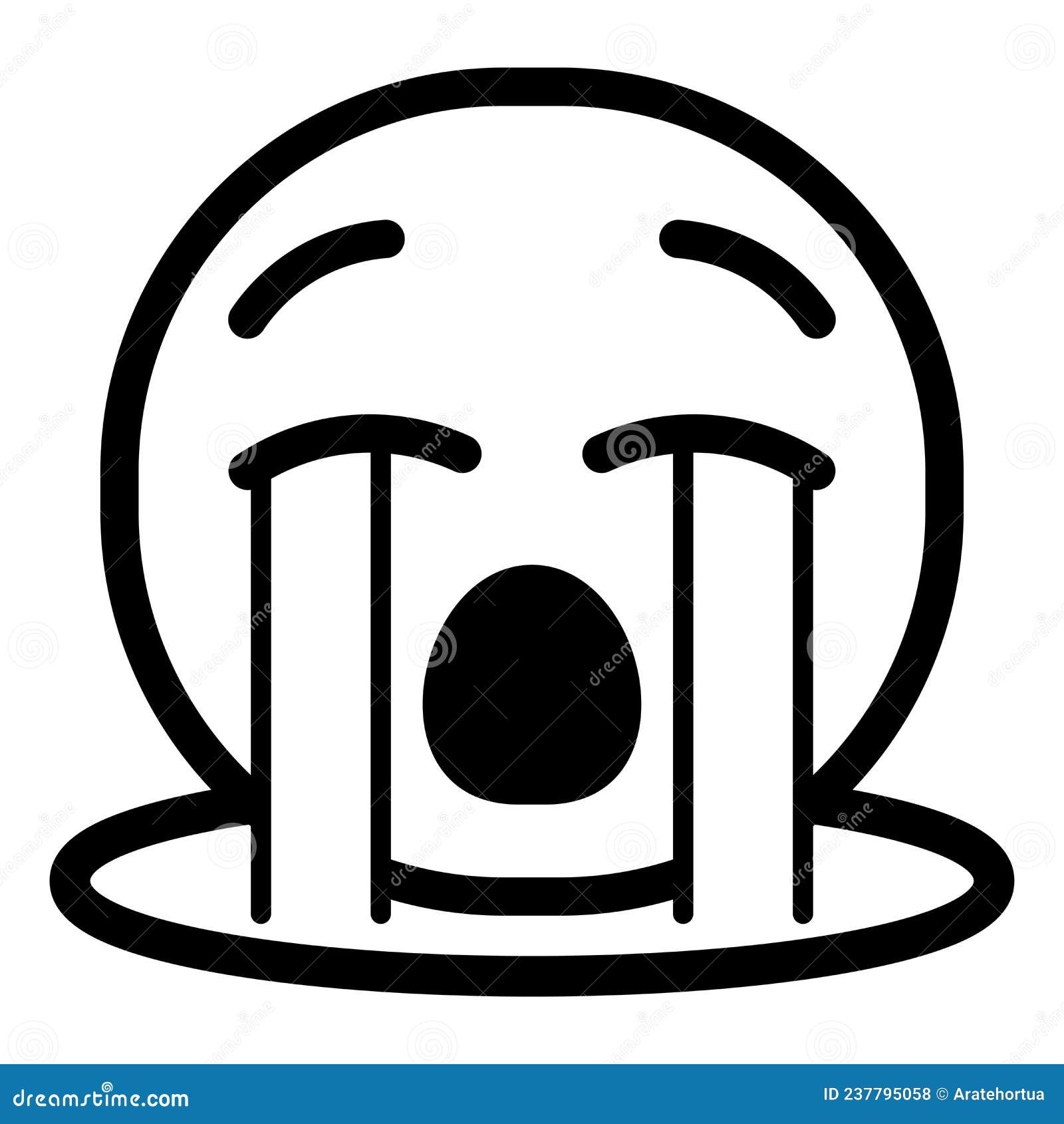 Isolated Crying Monochrome Emoji Icon Stock Vector - Illustration of ...