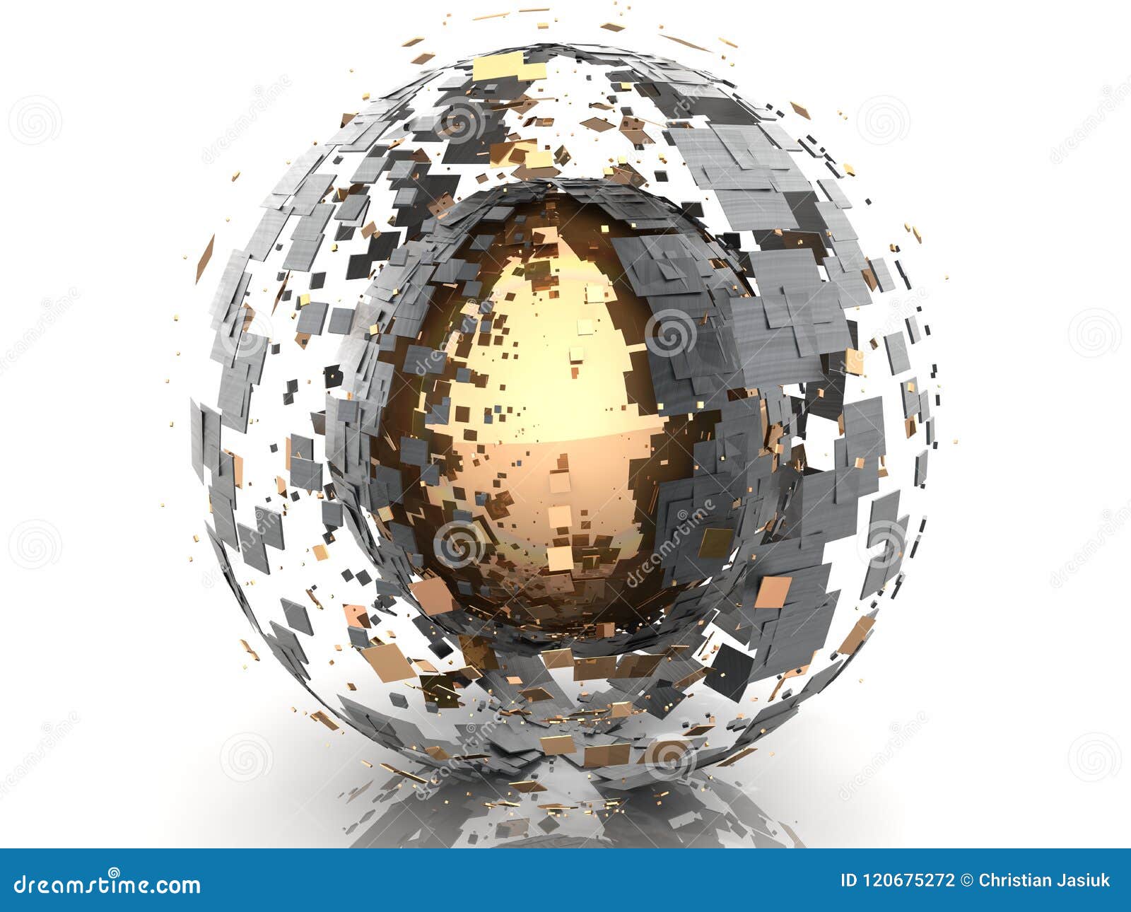 Abstract Orange Chrome 3D Sphere Stock Illustration - Illustration of ...