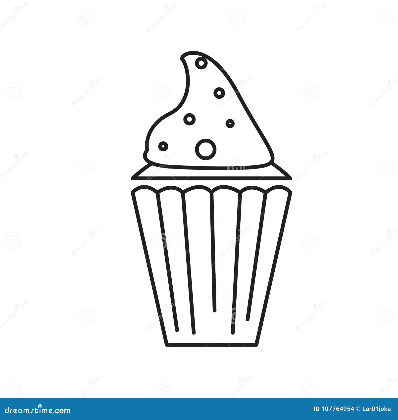 Isolated cupcake outline stock vector. Illustration of meal - 107764954