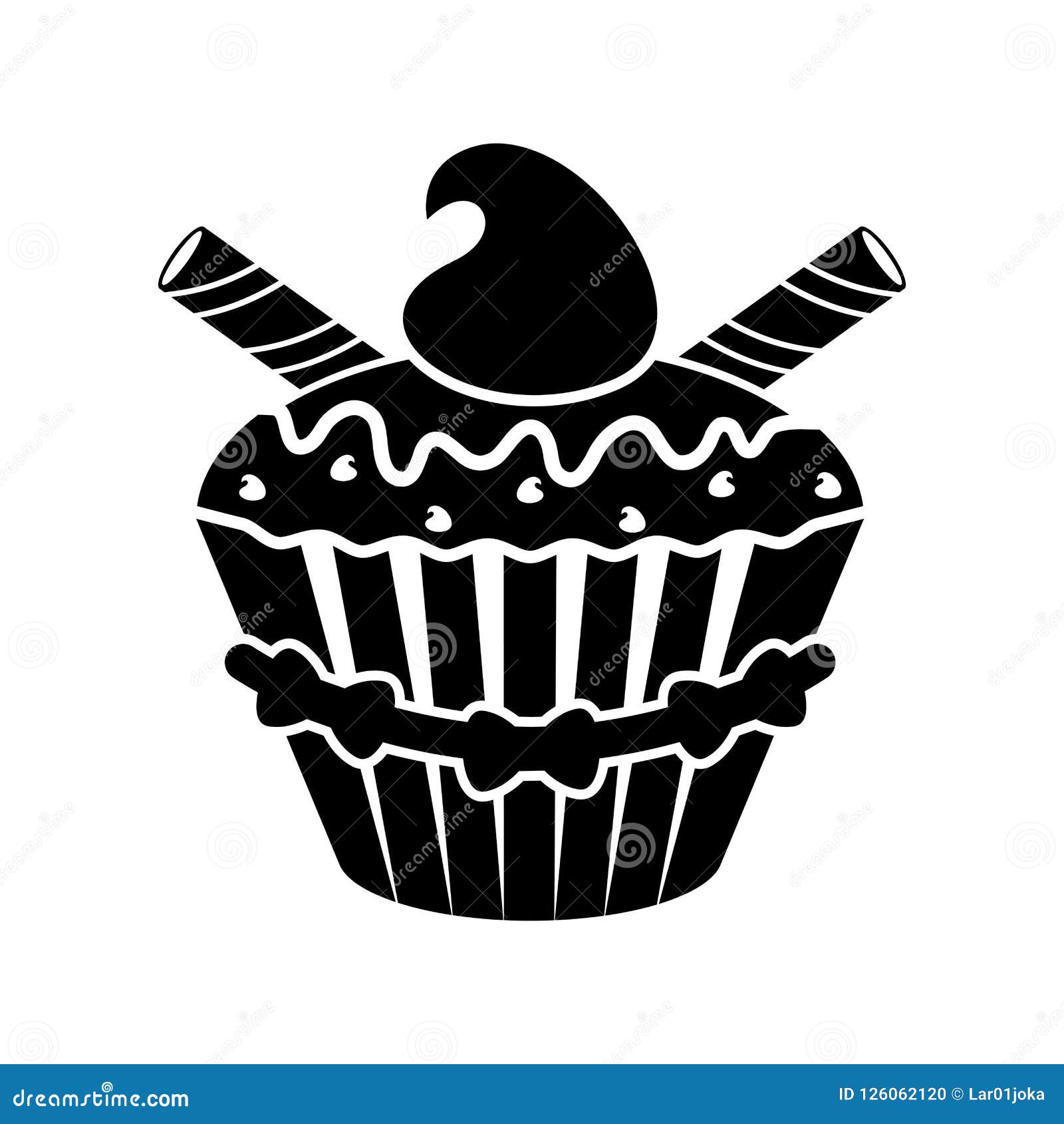 Isolated Cupcake Silhouette Icon Stock Vector Illustration Of