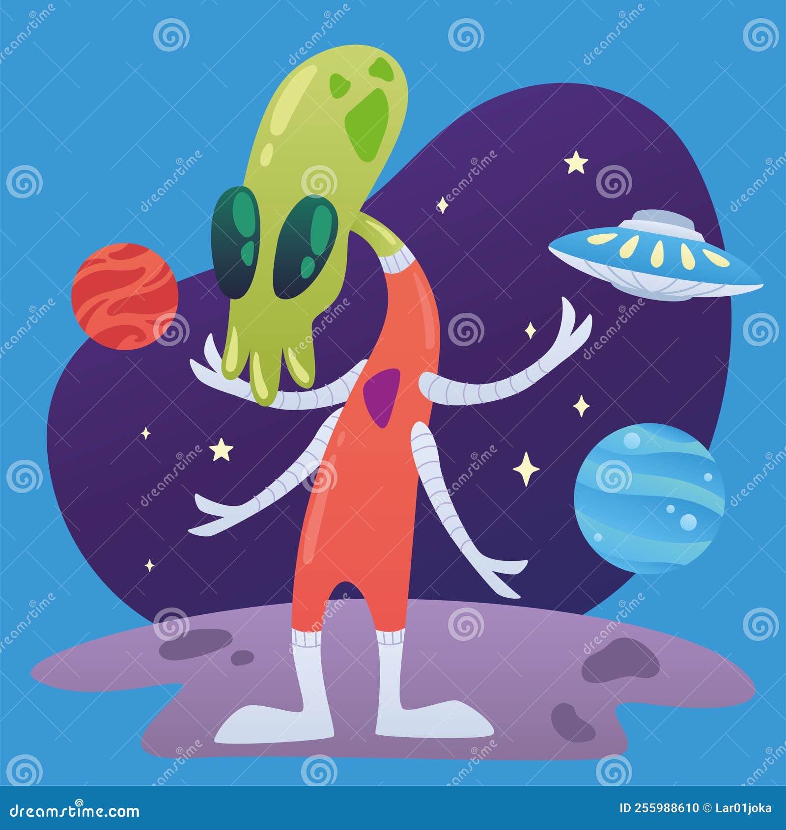 Isolated Cute Alien Character with a Long Face Vector Stock Vector ...