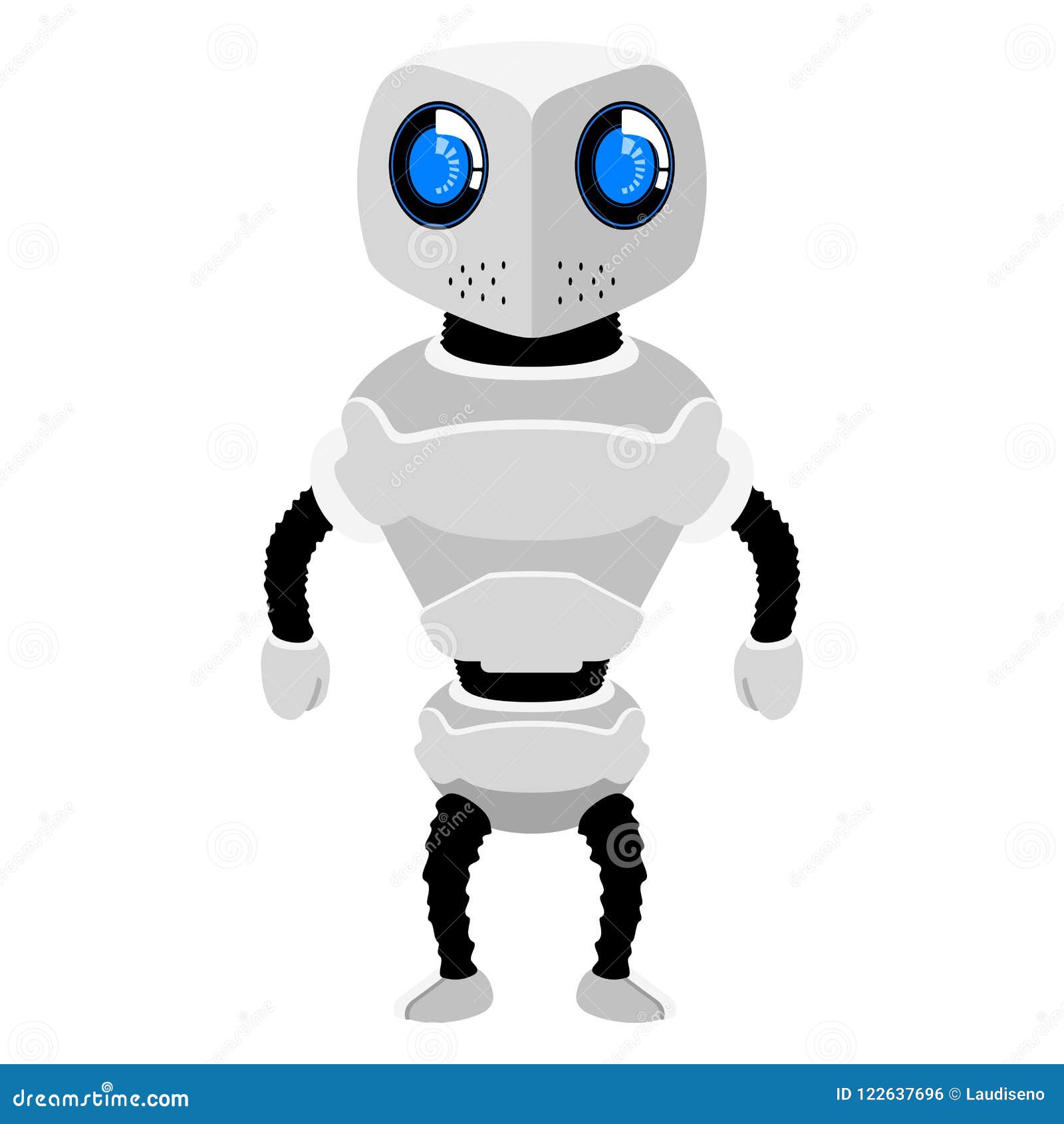 Set Of Cute Android With Different Emotions. Character Cartoon Robot ...