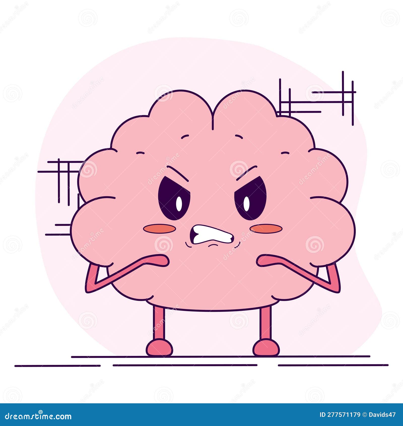 Angry Brain Cartoon Pictureframe Background Vector Illustration ...
