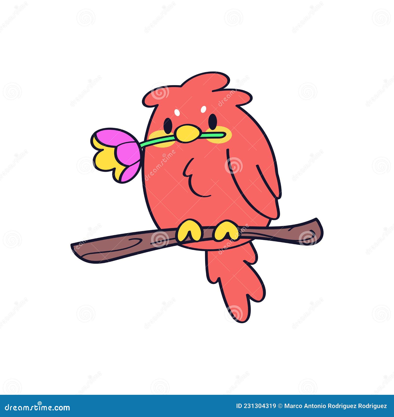 Isolated Cute Bird on a Branch Vector Stock Vector - Illustration of ...