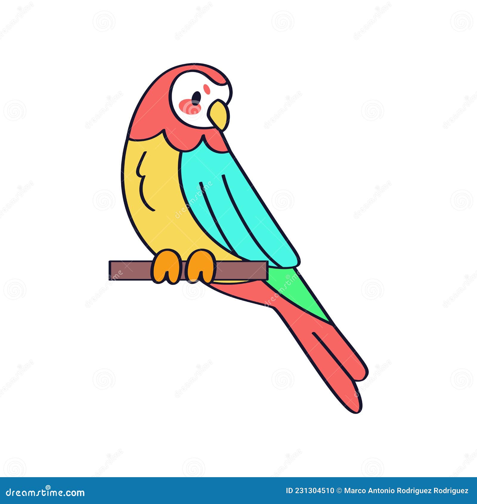 Isolated Cute Bird on a Branch Vector Stock Vector - Illustration of ...