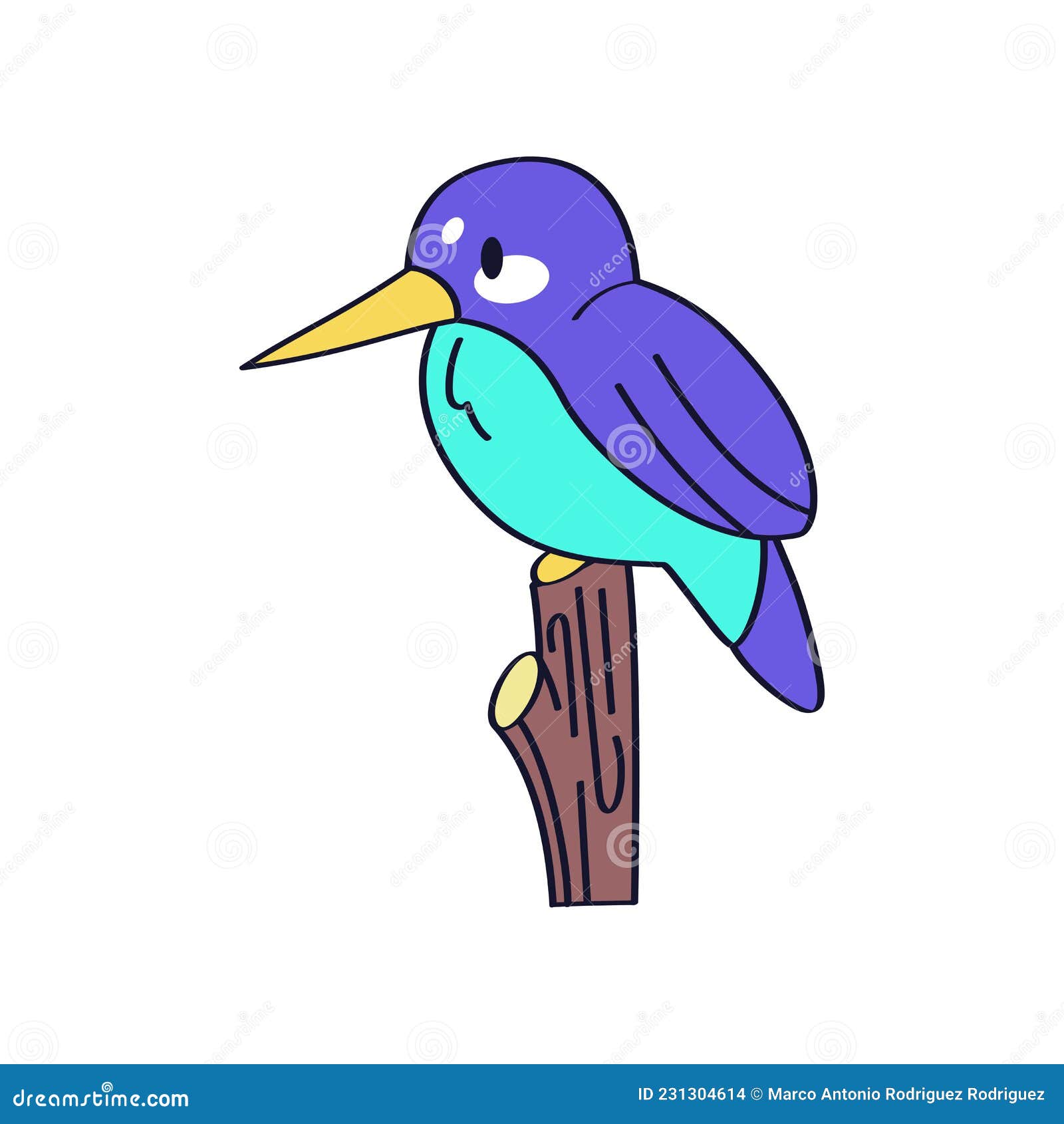Isolated Cute Bird on a Branch Vector Stock Vector - Illustration of ...
