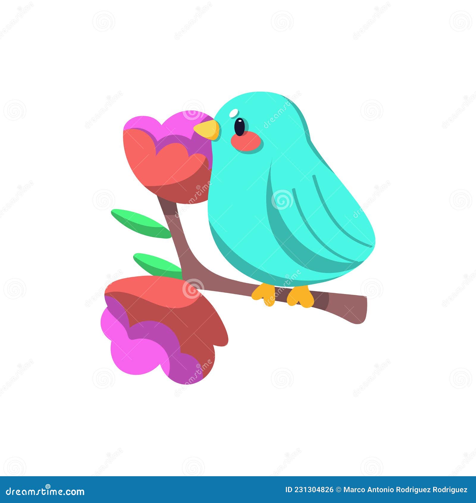 Isolated Cute Bird on a Branch Vector Stock Vector - Illustration of ...
