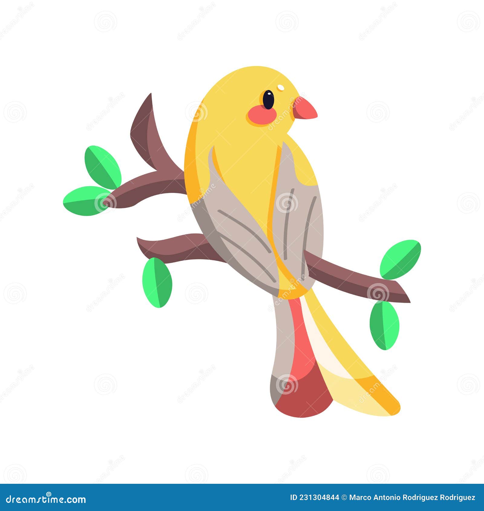 Isolated Cute Bird on a Branch Vector Stock Vector - Illustration of ...