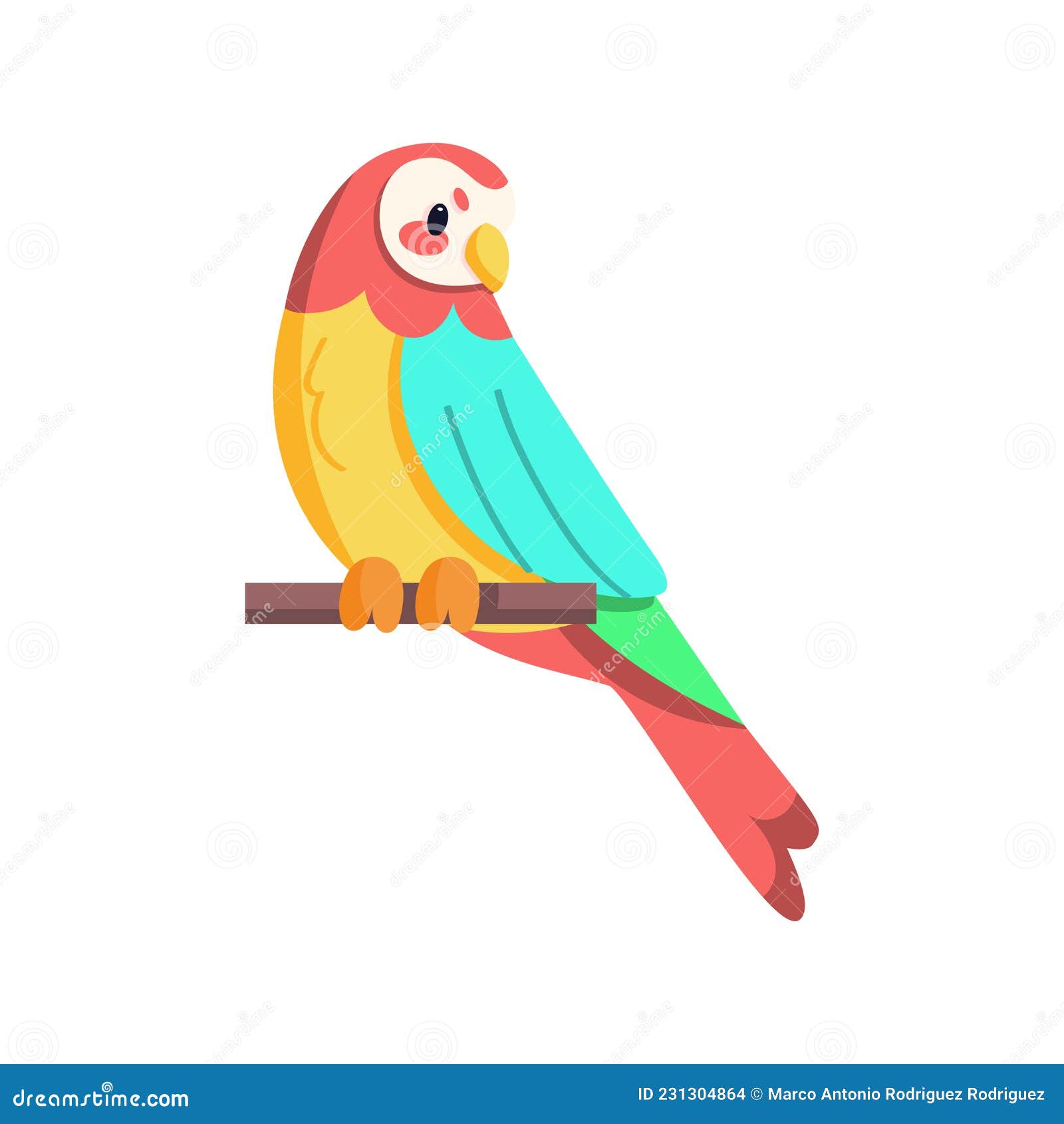 Isolated Cute Bird on a Branch Vector Stock Vector - Illustration of ...