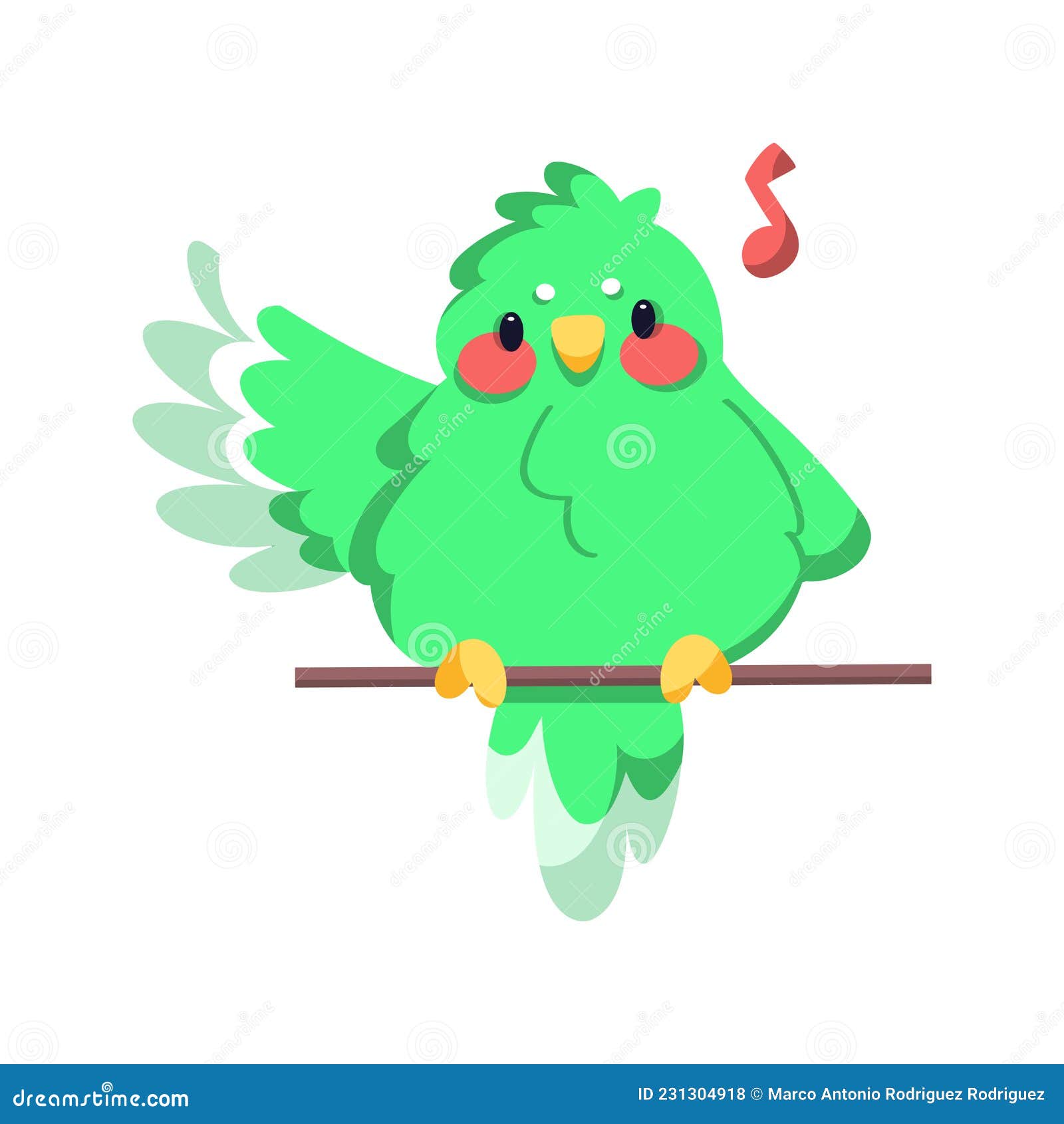Isolated Cute Bird on a Branch Vector Stock Vector - Illustration of ...