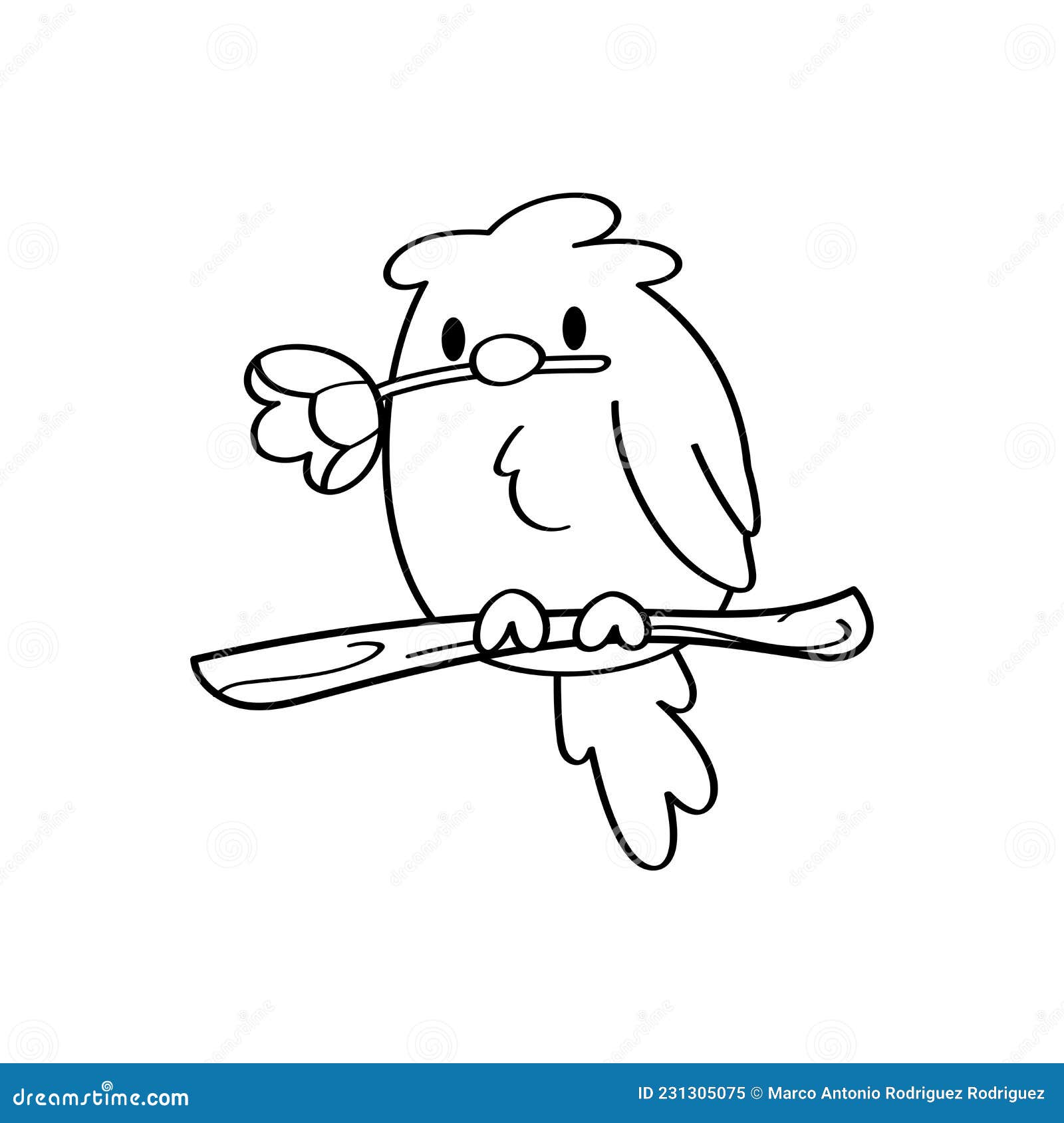 Isolated Cute Bird on a Branch Vector Stock Vector - Illustration of ...