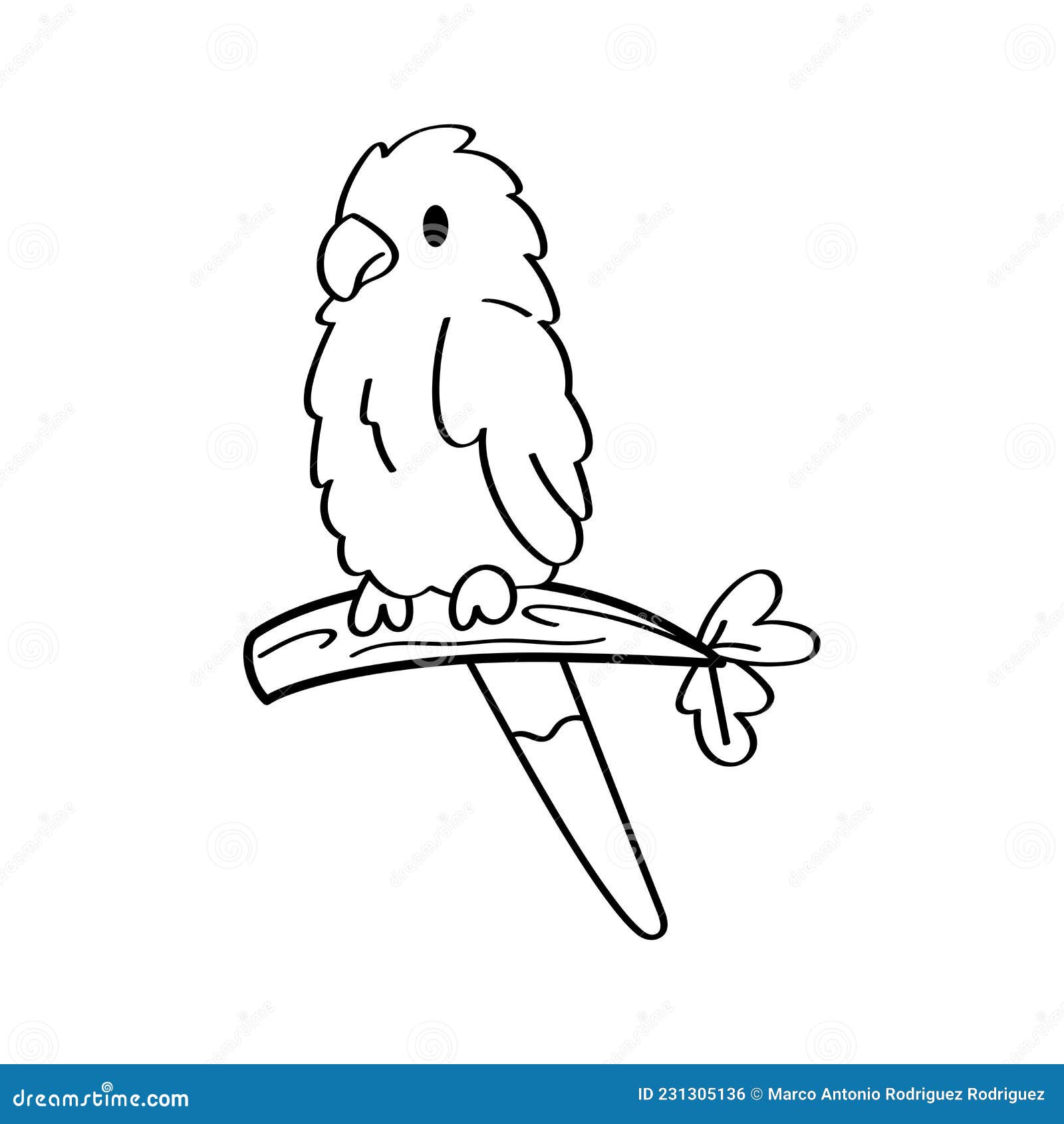 Isolated Cute Bird on a Branch Vector Stock Vector - Illustration of ...