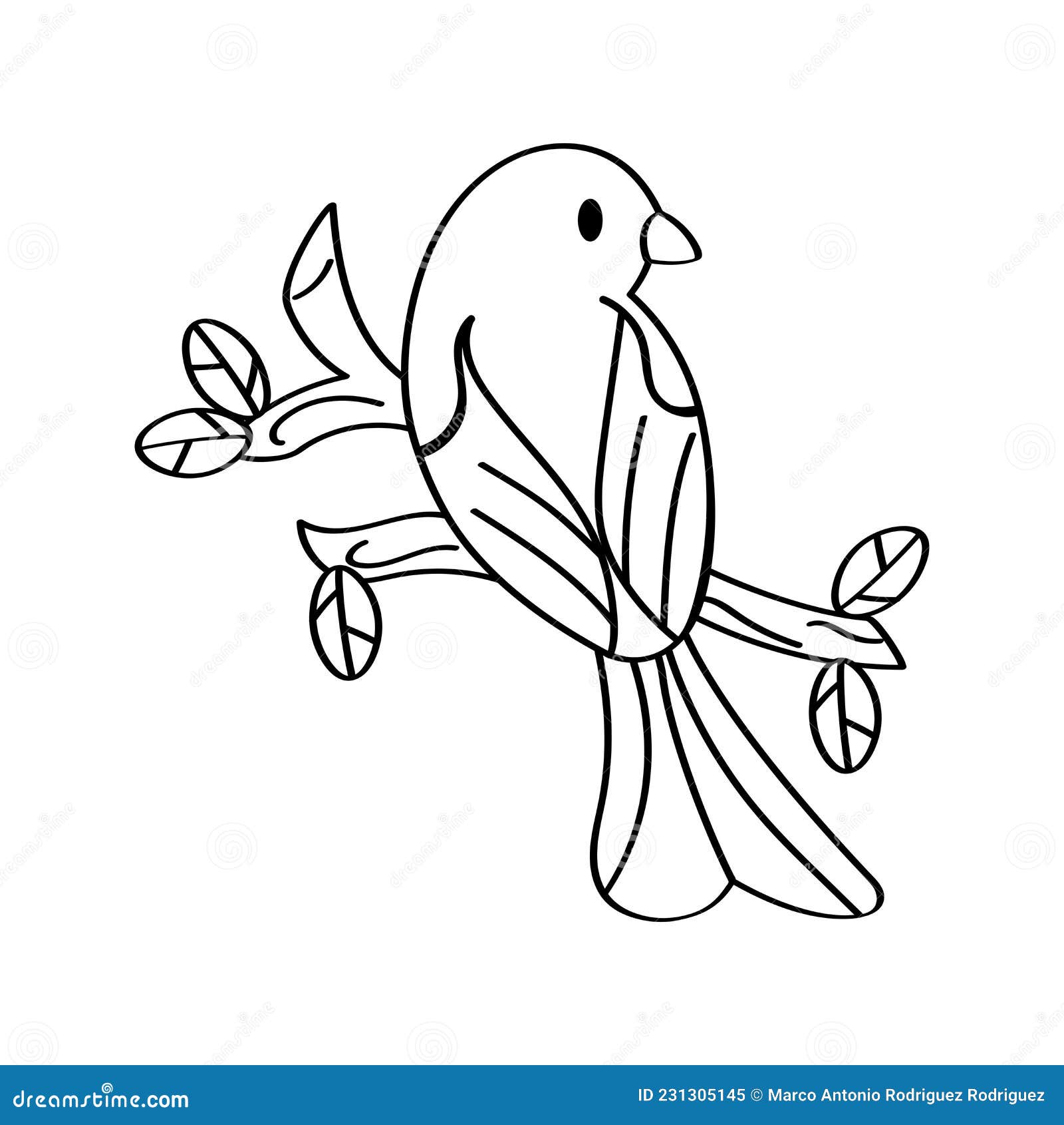 Isolated Cute Bird on a Branch Vector Stock Vector - Illustration of ...