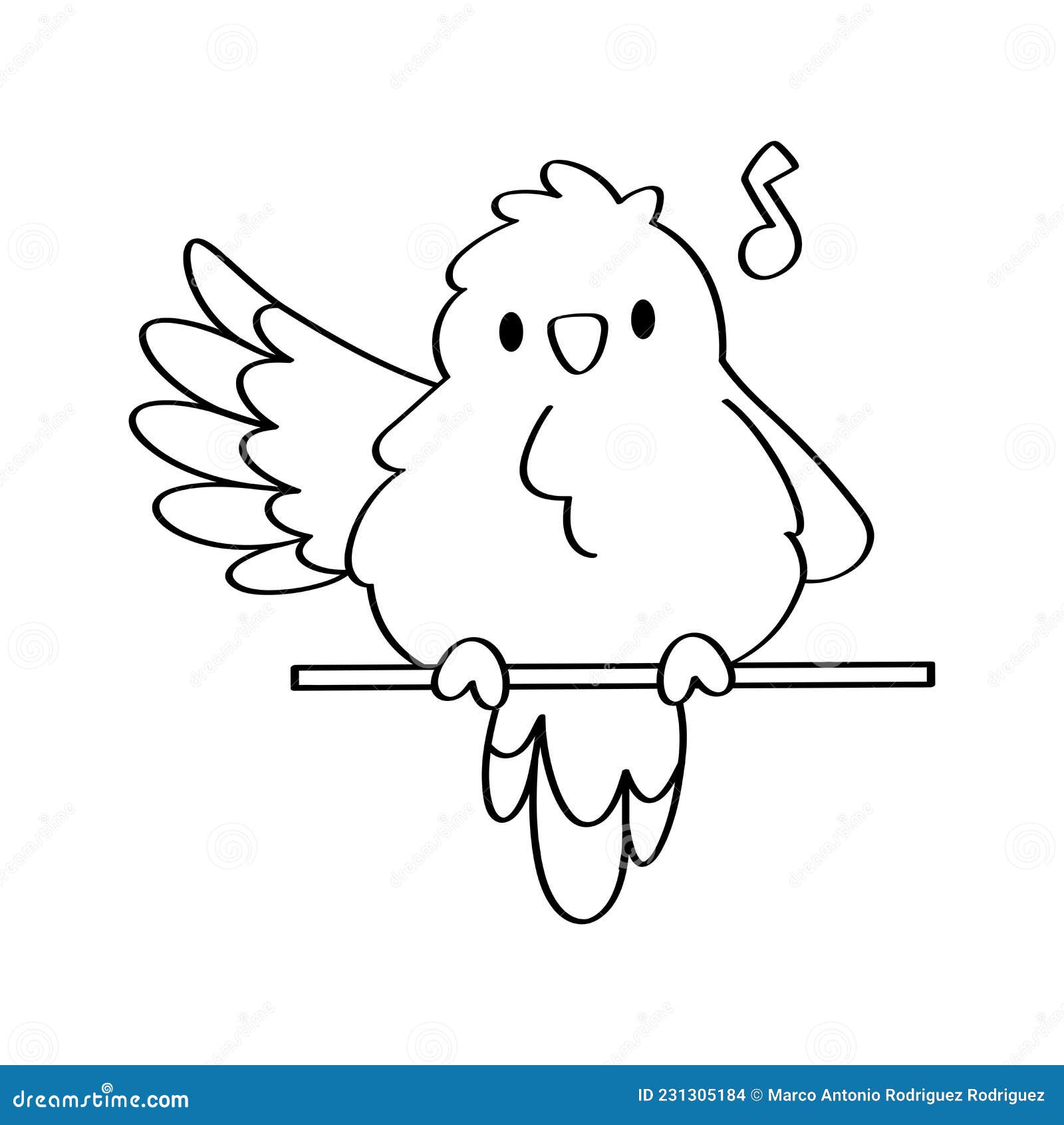 Isolated Cute Bird on a Branch Vector Stock Vector - Illustration of ...