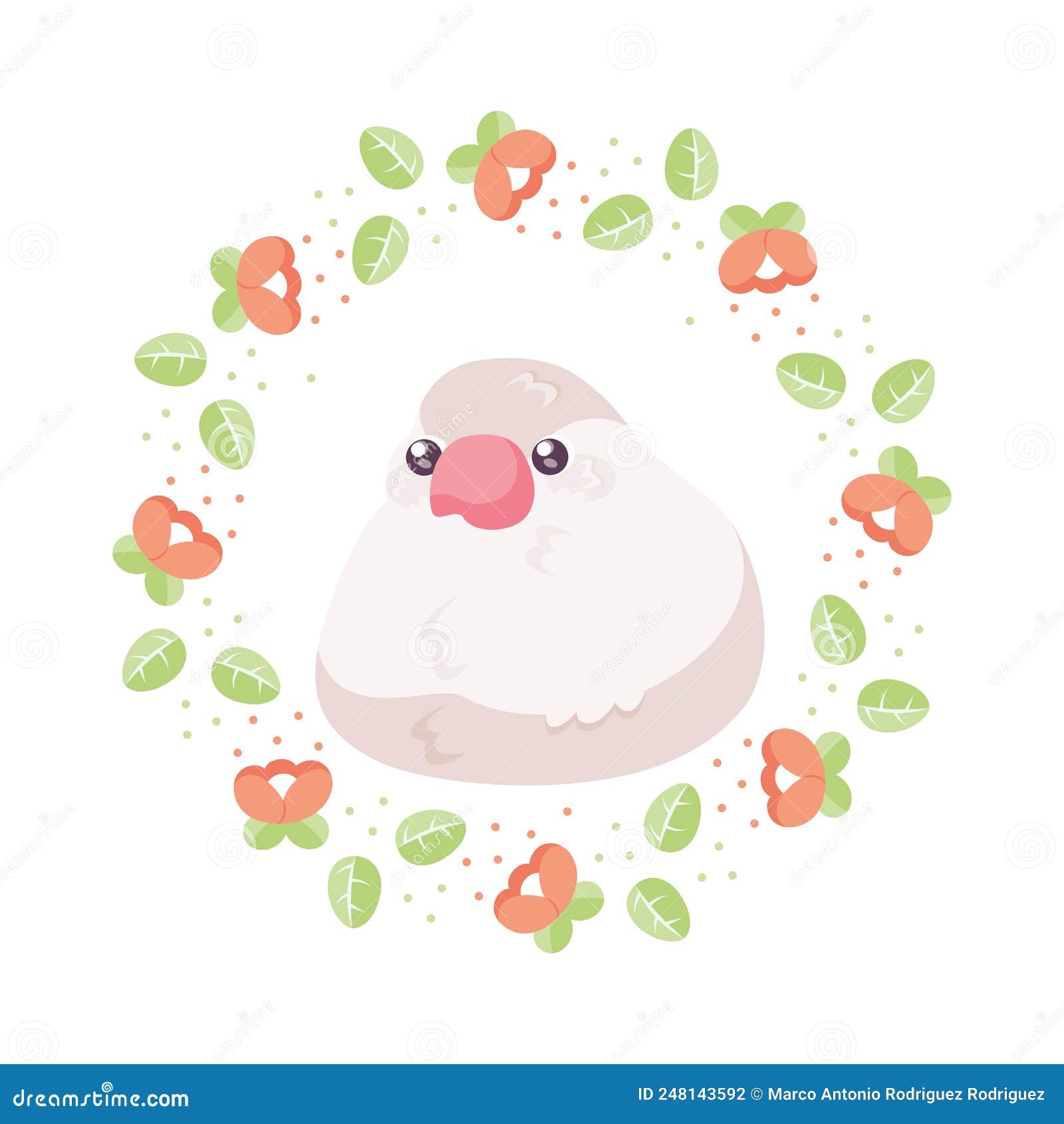 Isolated Cute Bird in a Floral Frame Vector Stock Vector - Illustration ...
