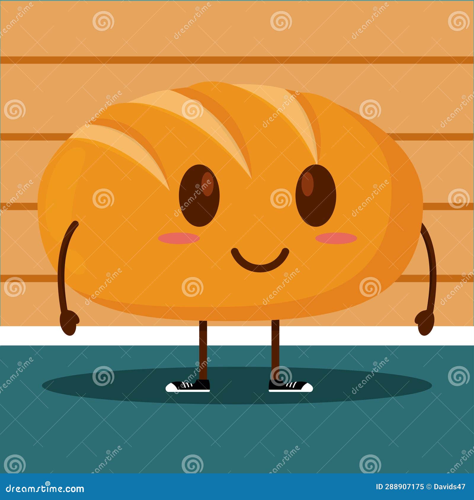 Isolated Cute Bread Bakery Product Character Vector Stock Illustration