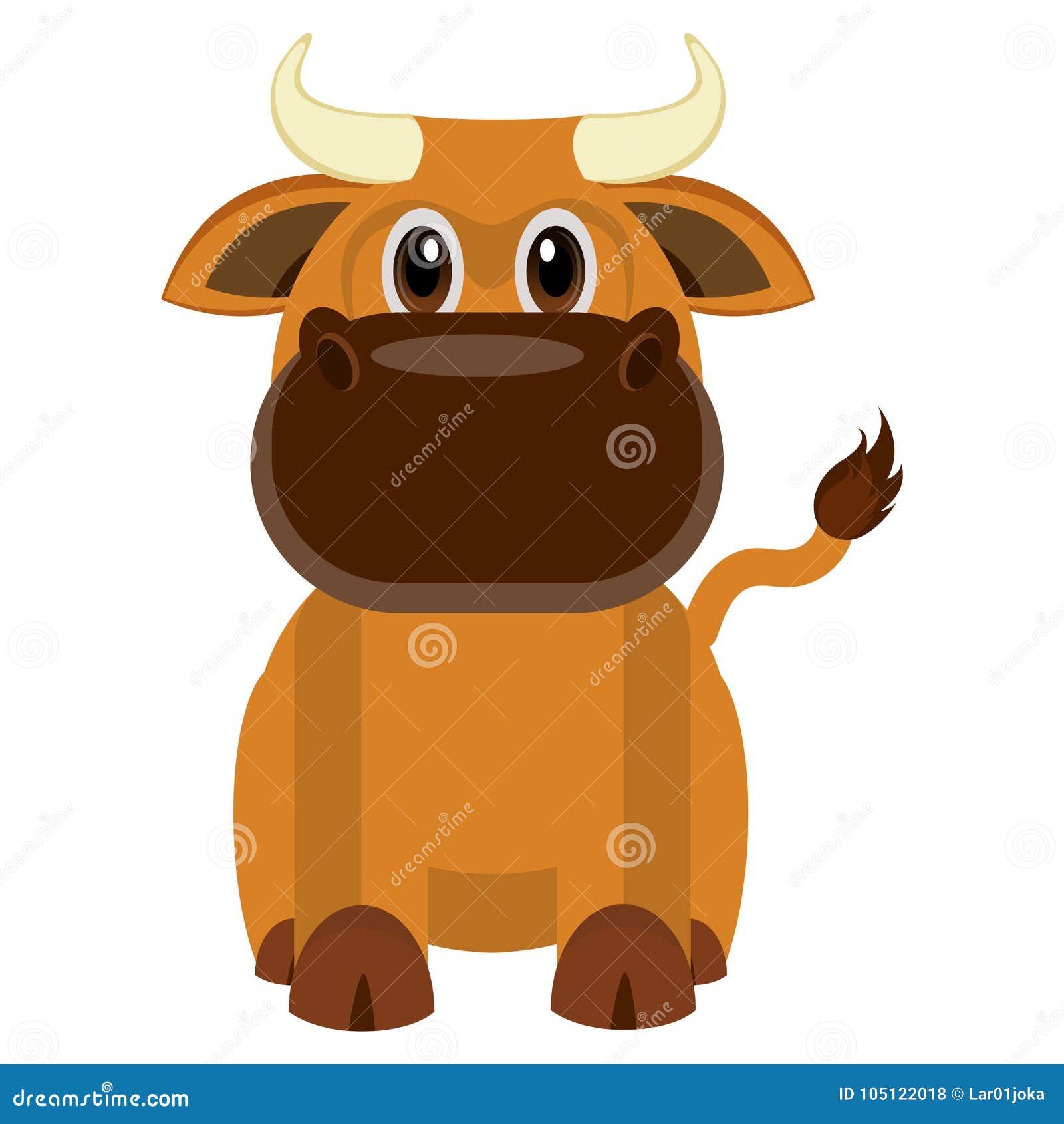Isolated cute bull stock vector. Illustration of cartoon - 105122018
