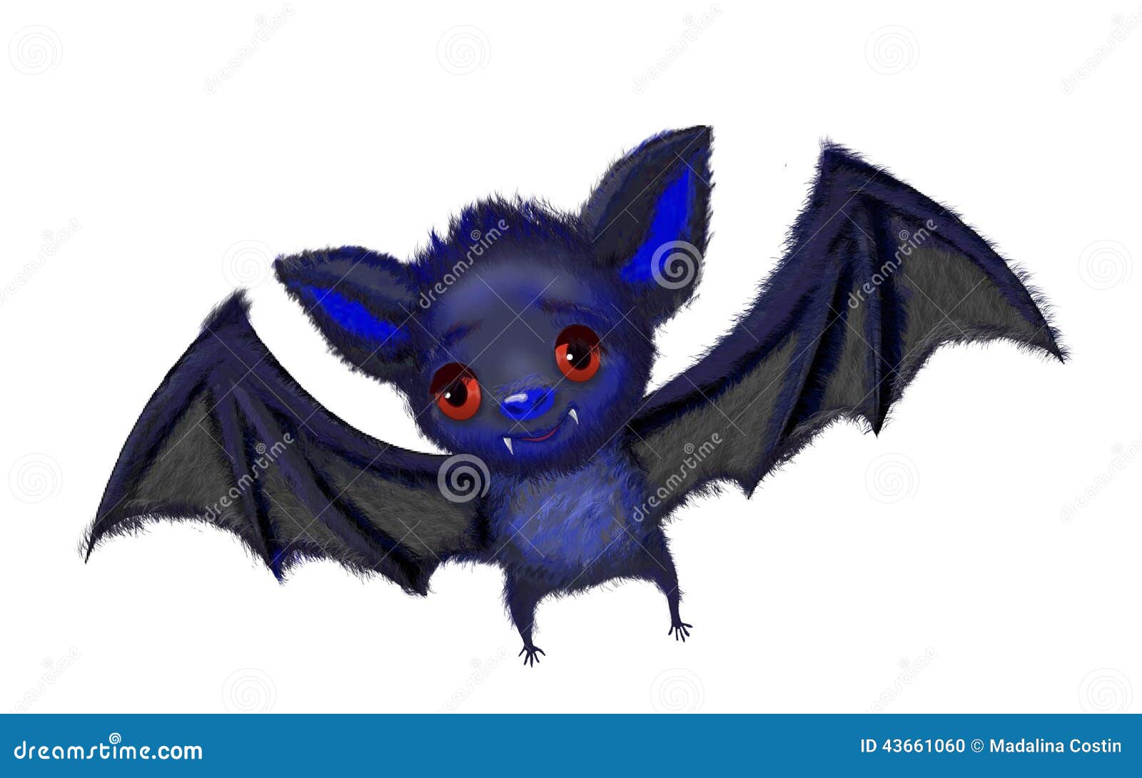 Isolated Cute Cartoon of a Bat Flying Stock Illustration - Illustration ...