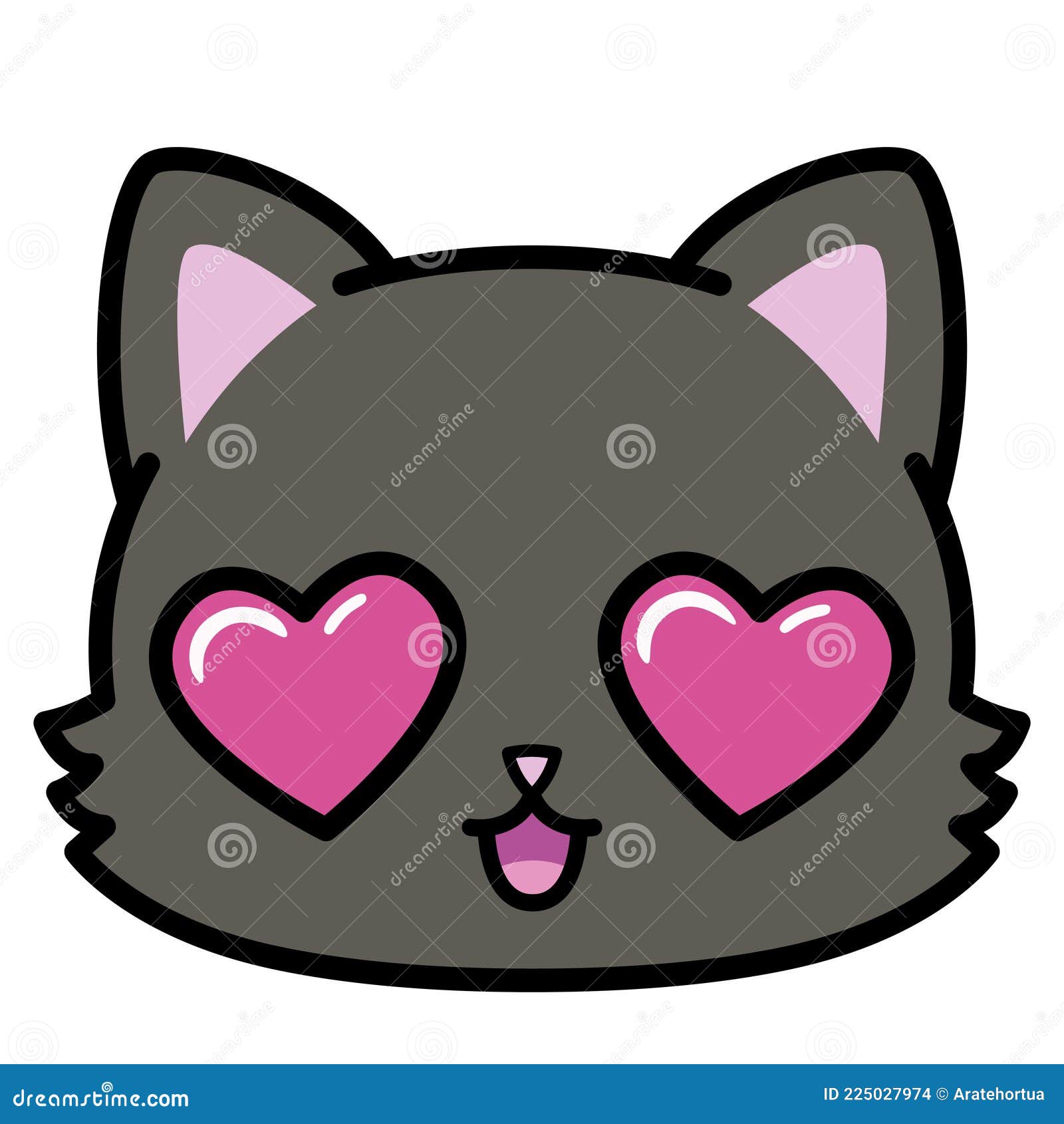 Isolated Cute Cat Emoji in Love Stock Illustration - Illustration of ...