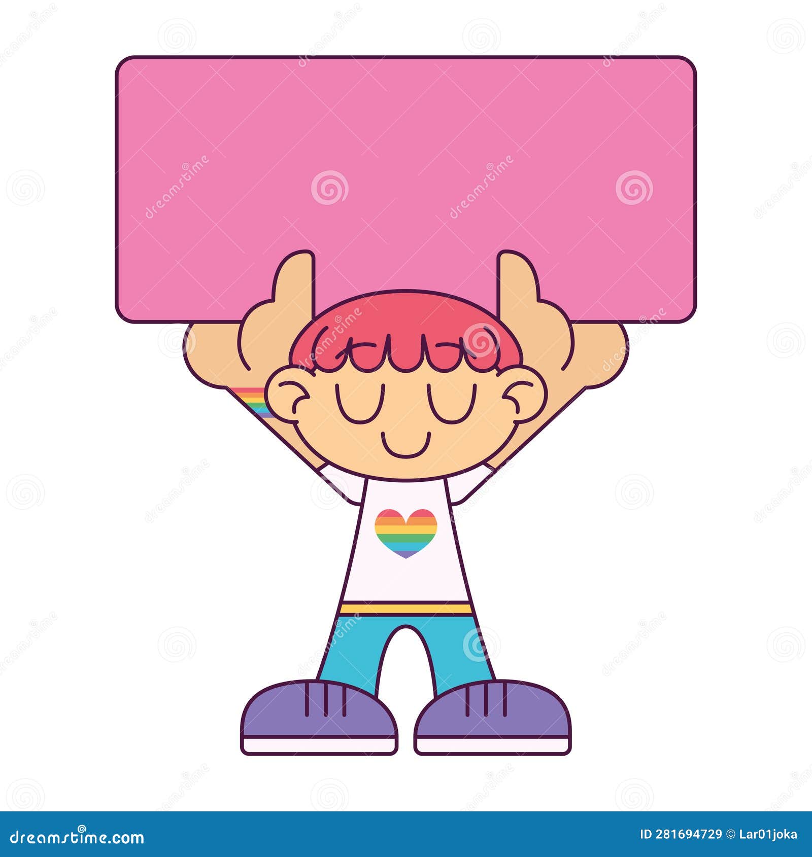 Isolated Cute Chibi Character Holding an Empty Poster Vector Stock ...