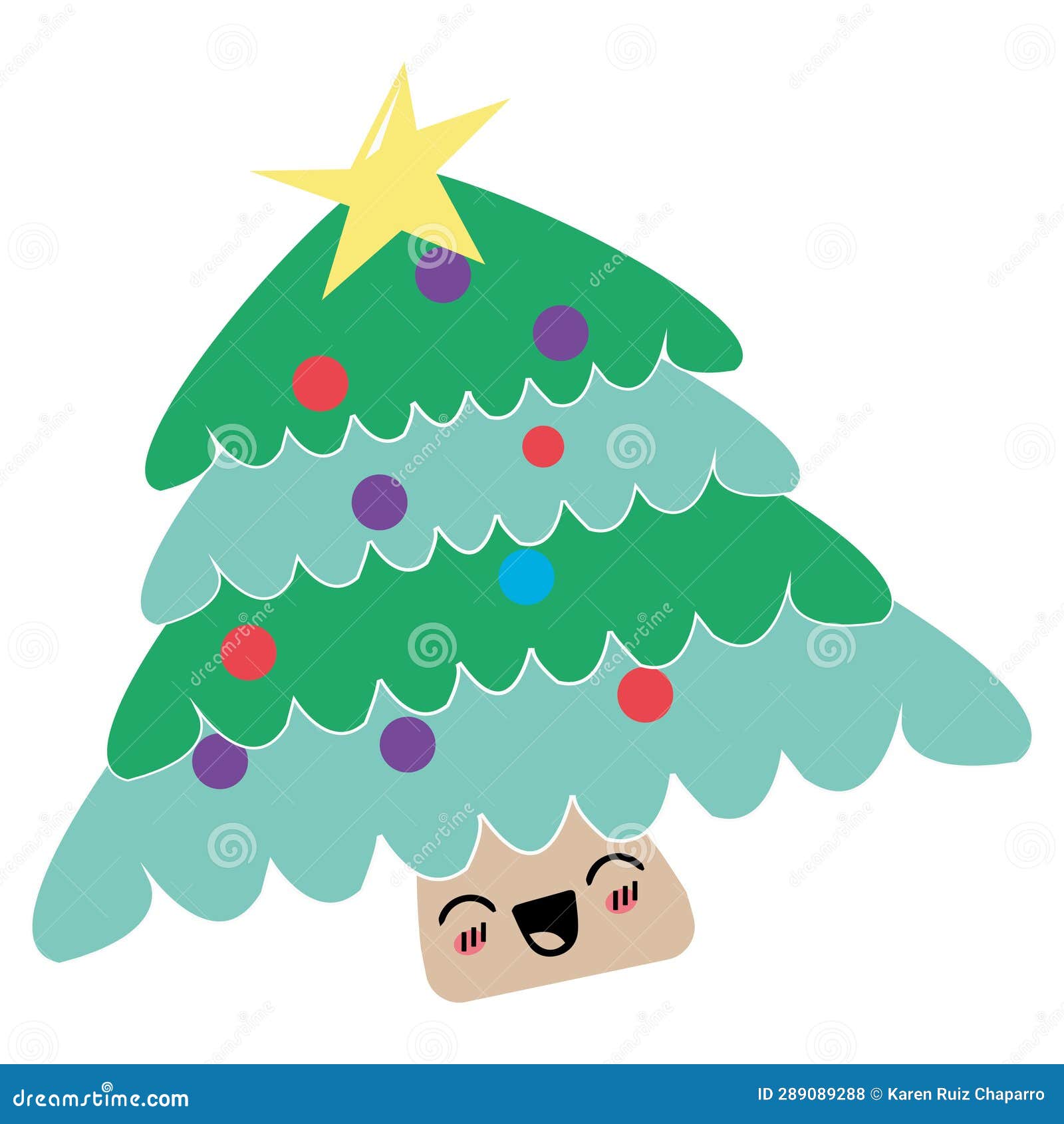 Isolated Cute Christmas Tree Cartoon Character Vector Stock ...