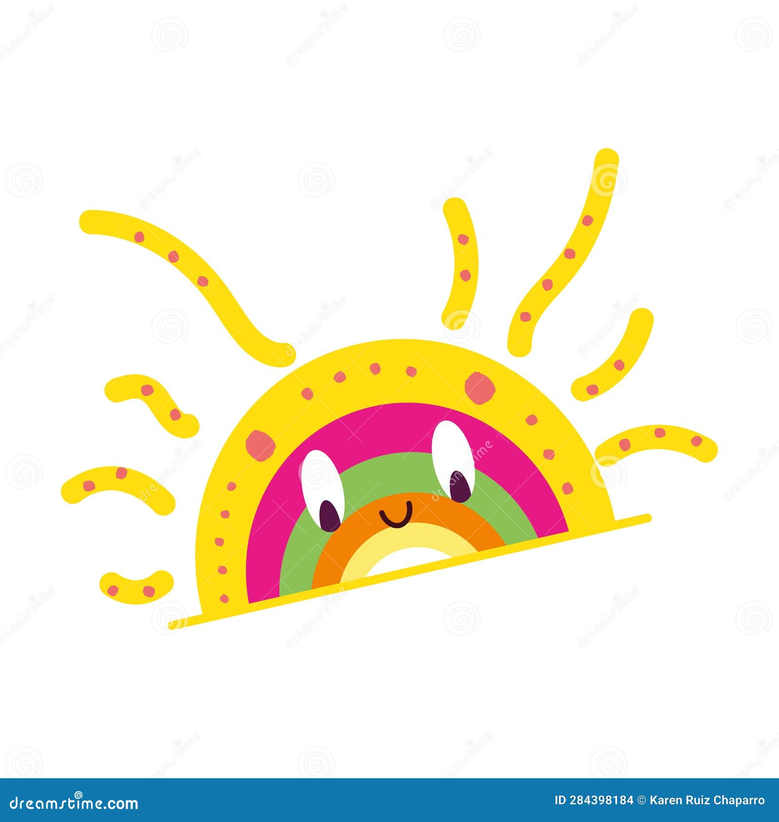Isolated Cute Colored Sun Sketch Character Vector Stock Vector ...