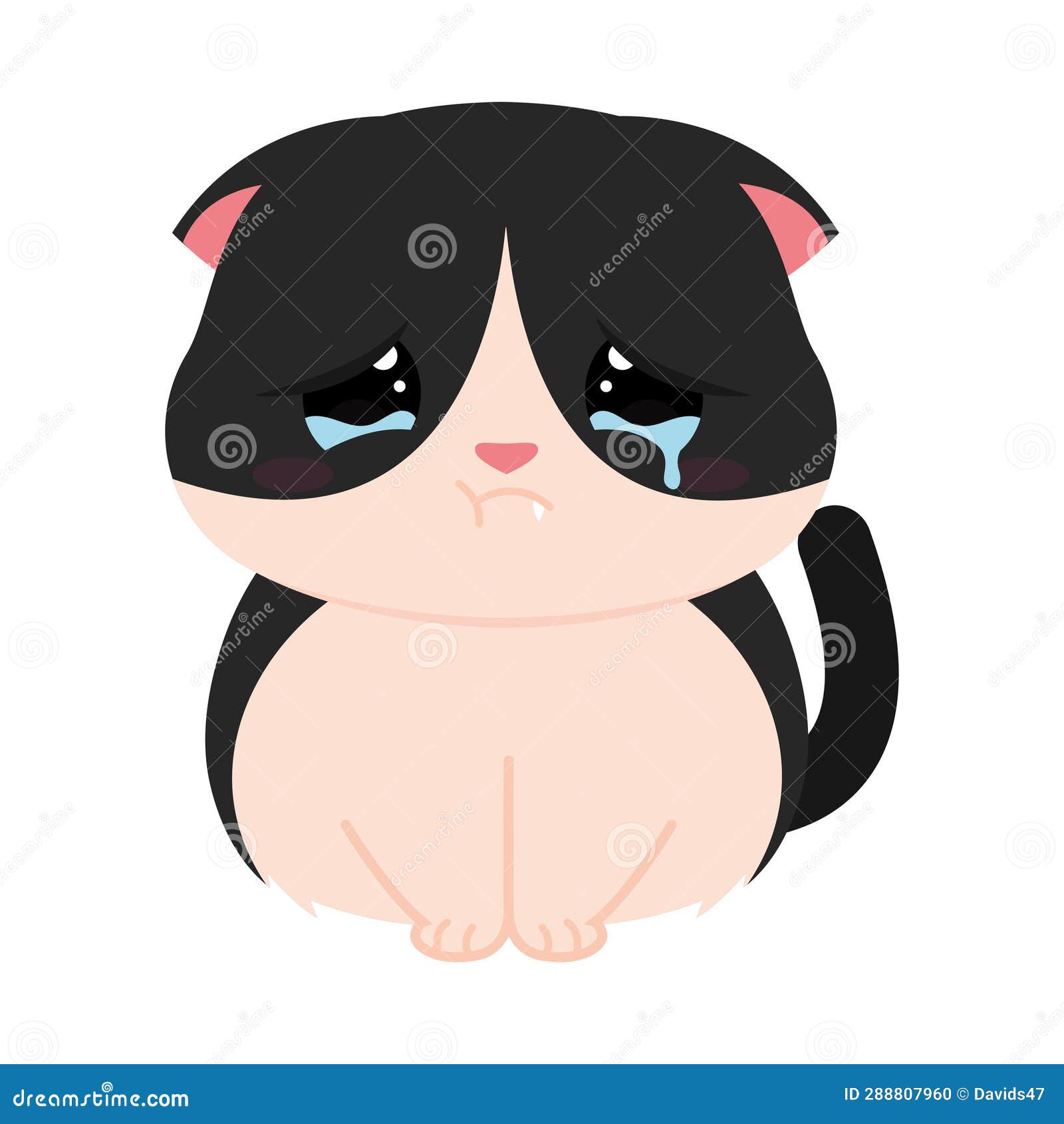 Isolated Cute Crying Cat Character Vector Stock Vector - Illustration ...