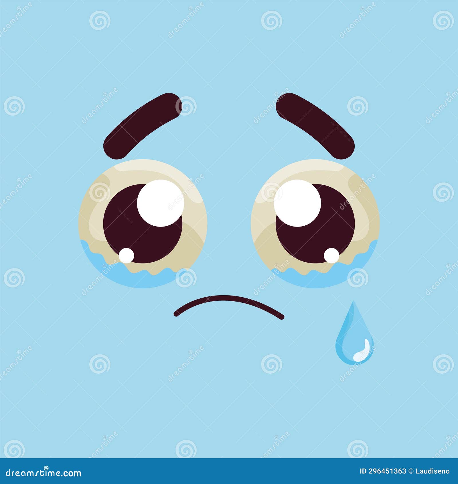Isolated Cute Crying Sad Facial Expression Vector Stock Illustration ...