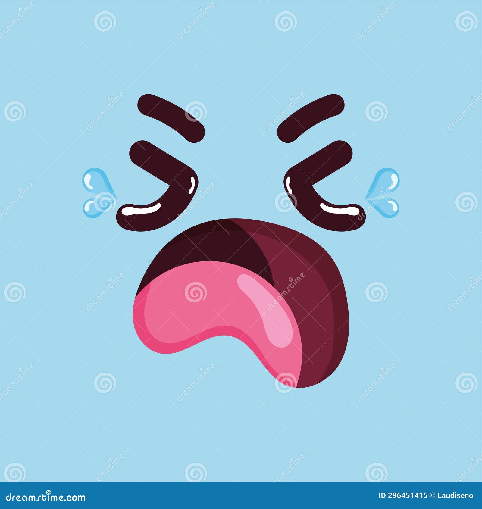 Isolated Cute Crying Sad Facial Expression Vector Stock Illustration ...