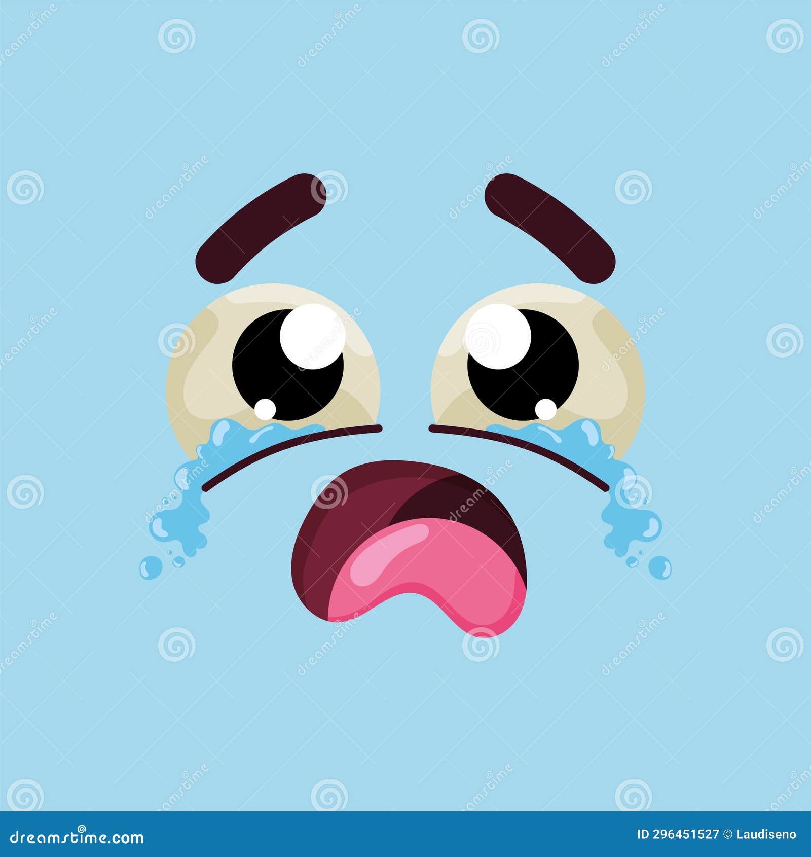 Isolated Cute Crying Sad Facial Expression Vector Stock Vector ...