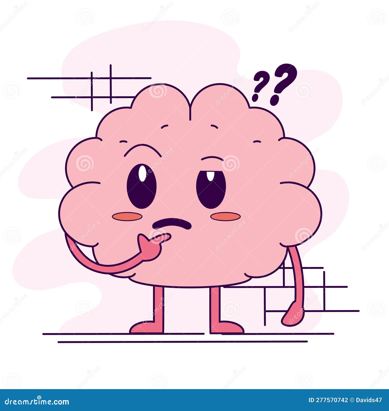 Isolated Cute Doubt Brain Cartoon Character Vector Stock Vector ...