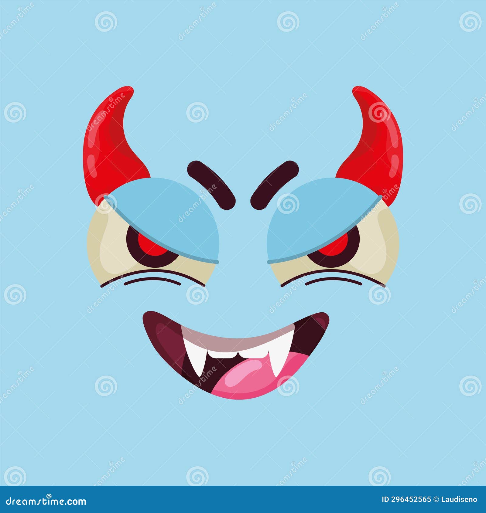 Isolated Cute Evil Happy Facial Expression Vector Stock Illustration ...