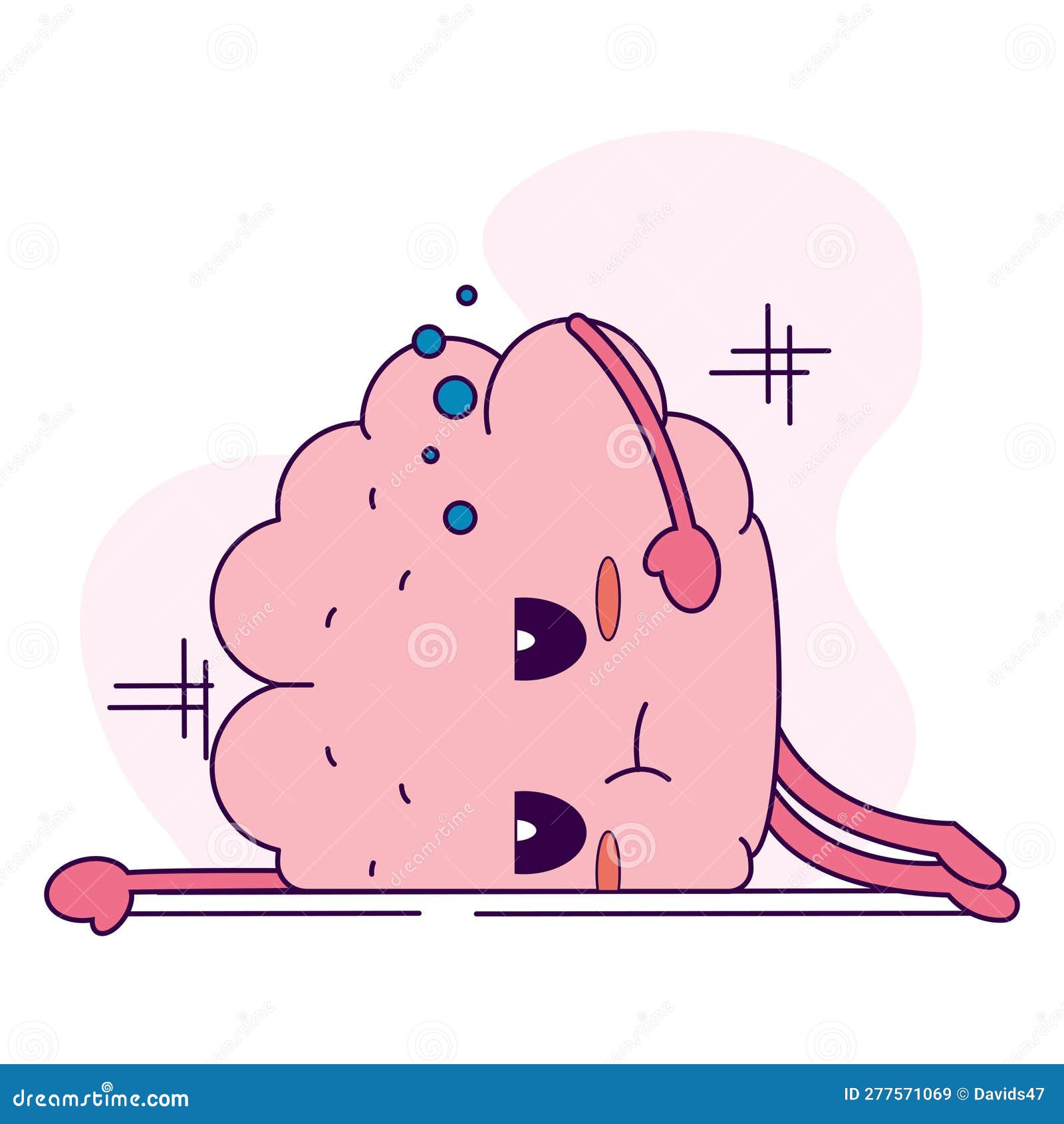 Isolated Cute Exhausted Brain Cartoon Character Vector Stock Vector ...