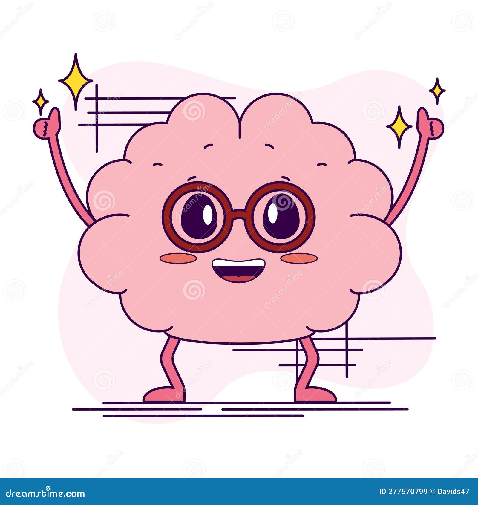 Isolated Cute Happy Brain Cartoon Character Vector Stock Vector ...