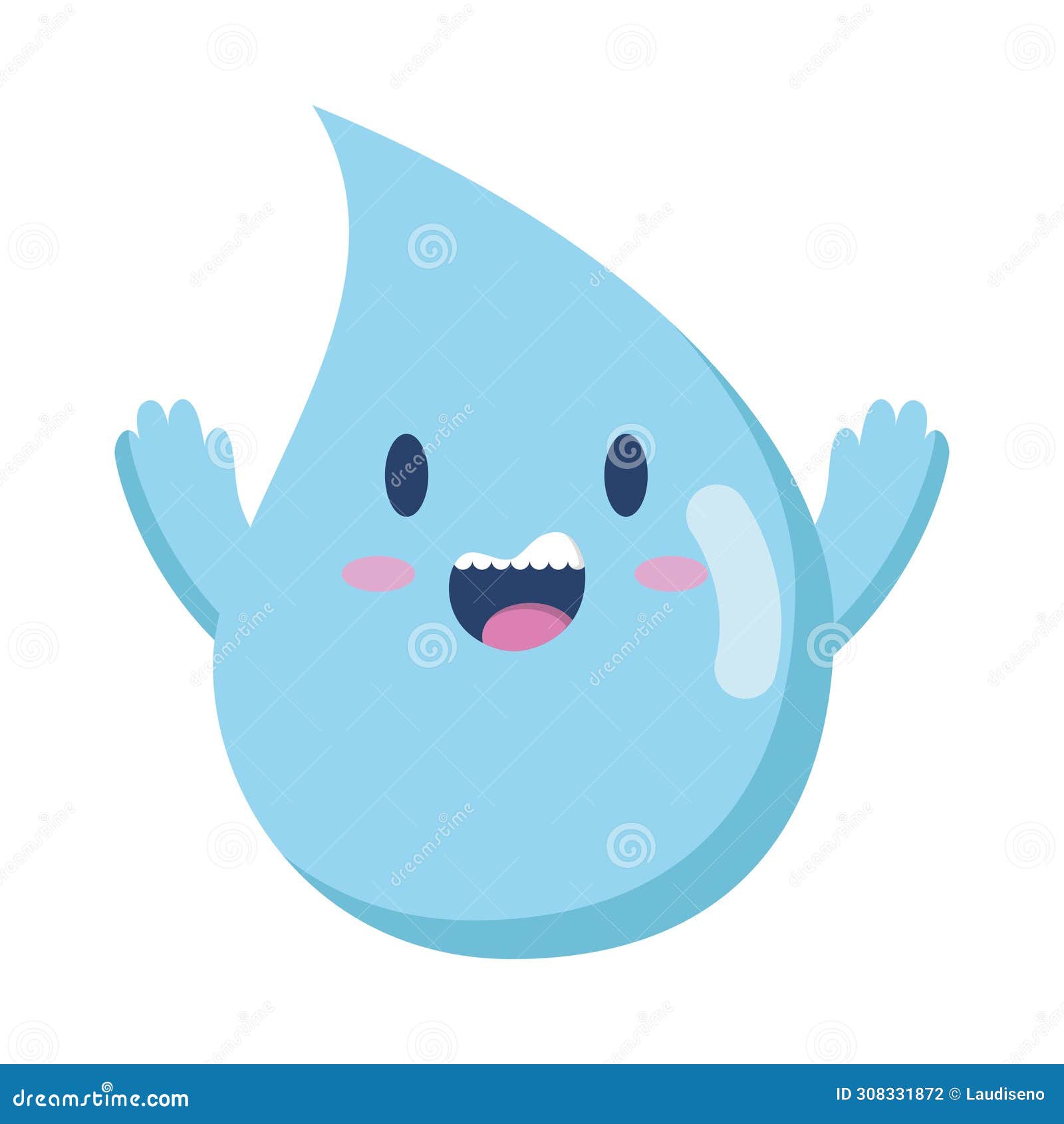 Isolated Cute Happy Water Drop Character Vector Stock Vector ...