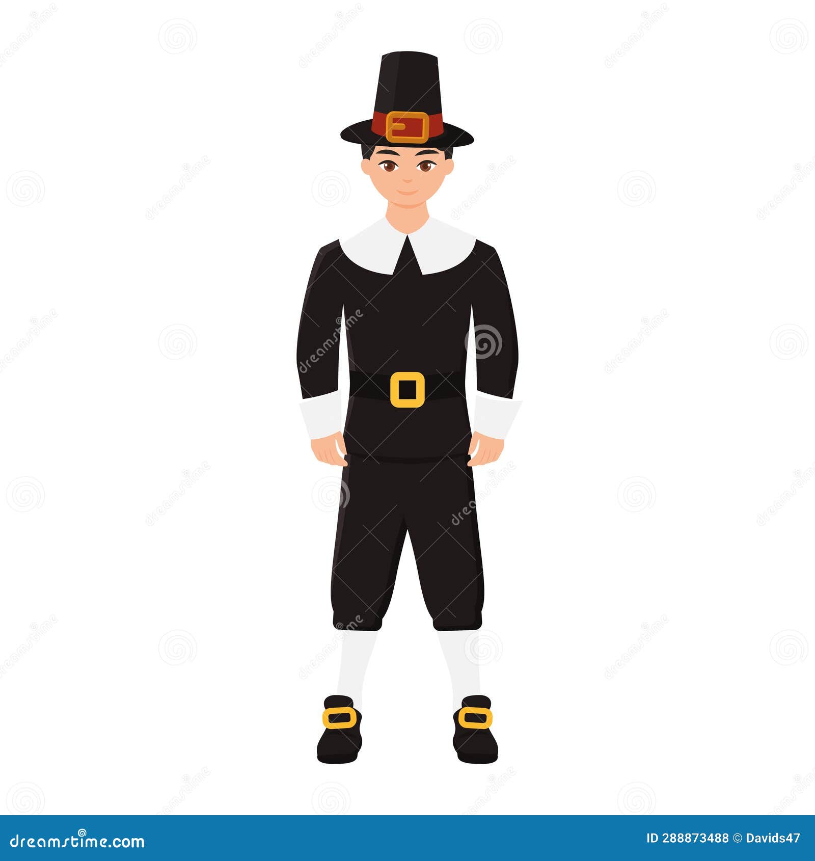 Isolated Cute Male Pilgrim Character Vector Stock Vector - Illustration ...
