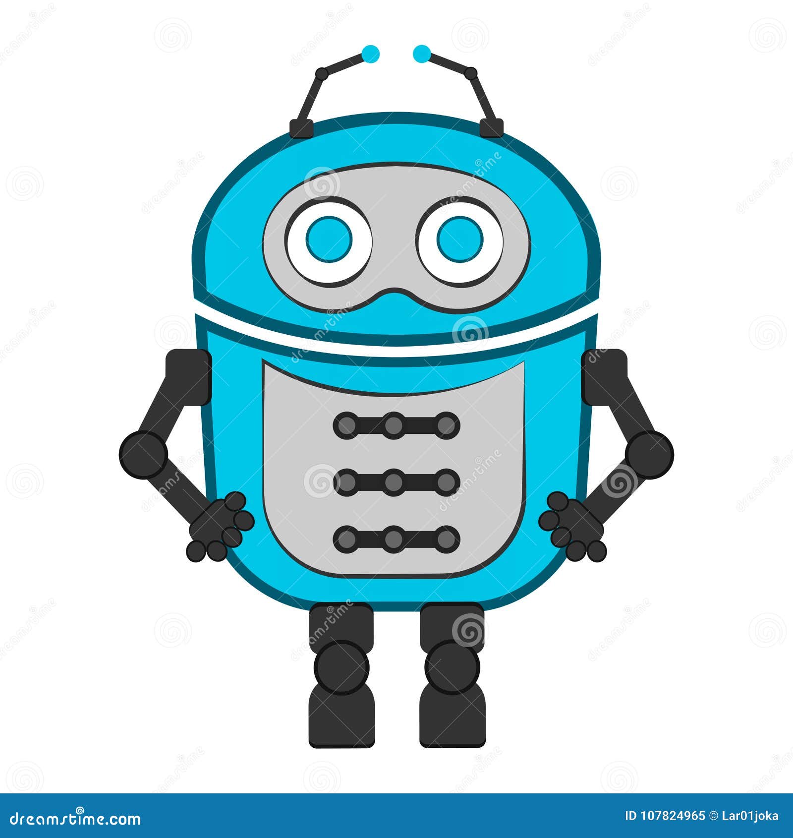 Isolated cute robot stock vector. Illustration of metal - 107824965
