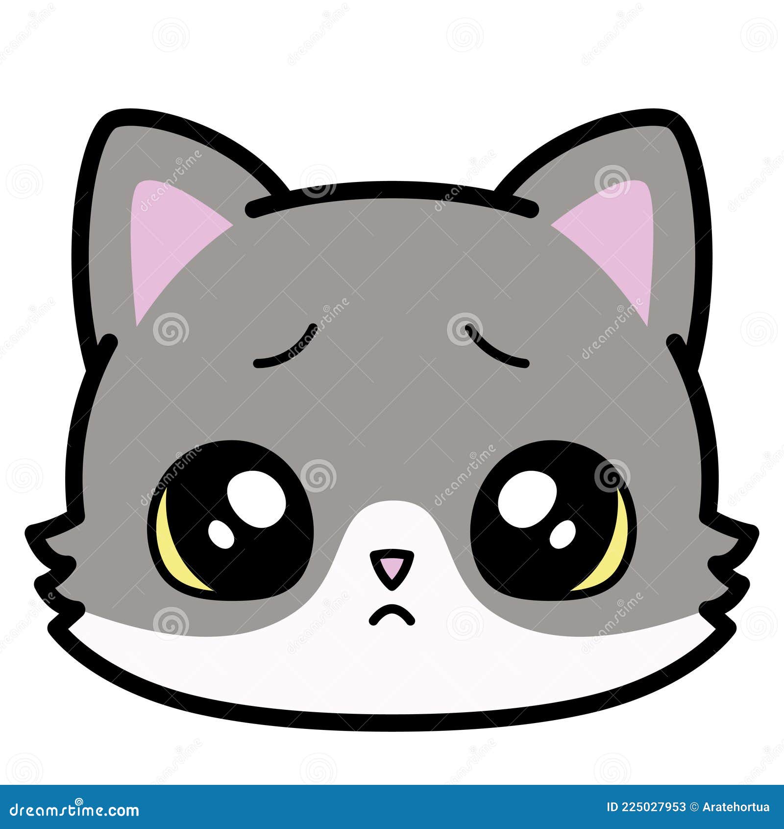 Isolated Cute Sad Cat Emoji Stock Illustration - Illustration of kitten ...