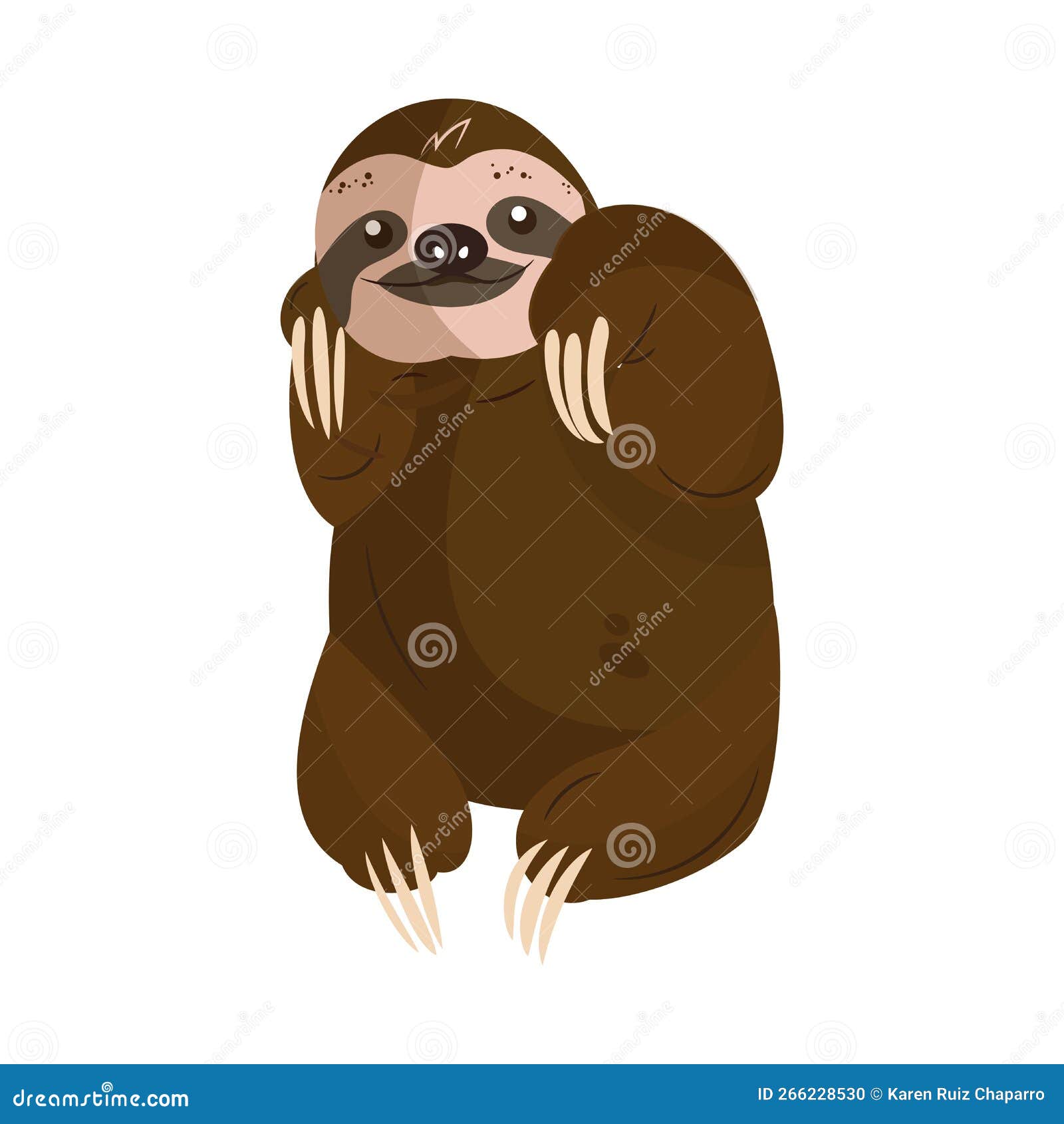 Isolated Cute Sloth Colored Sketch Vector Stock Vector - Illustration ...