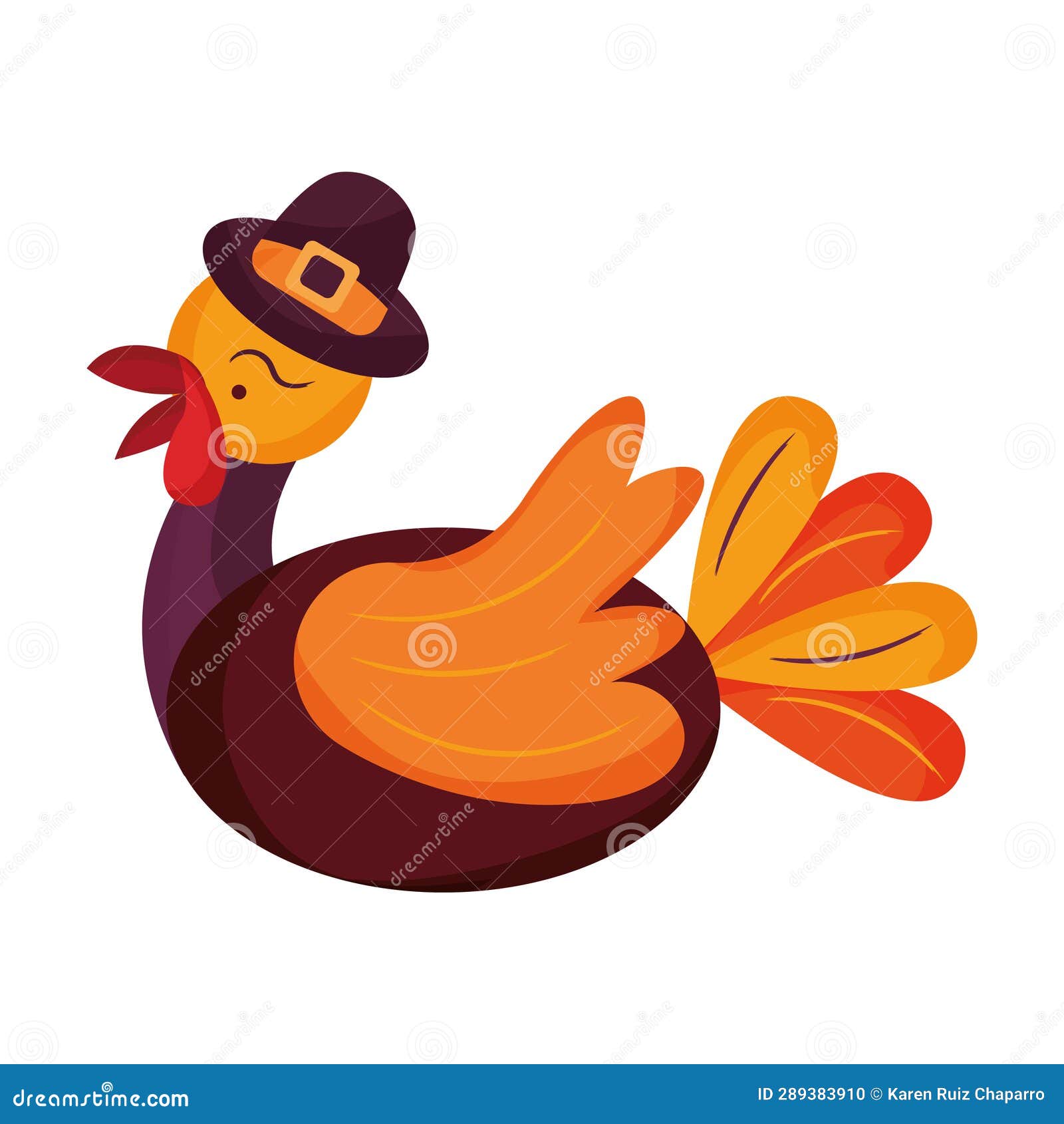 Isolated Cute Turkey Bird Character with a Pilgrim Hat Vector Stock ...