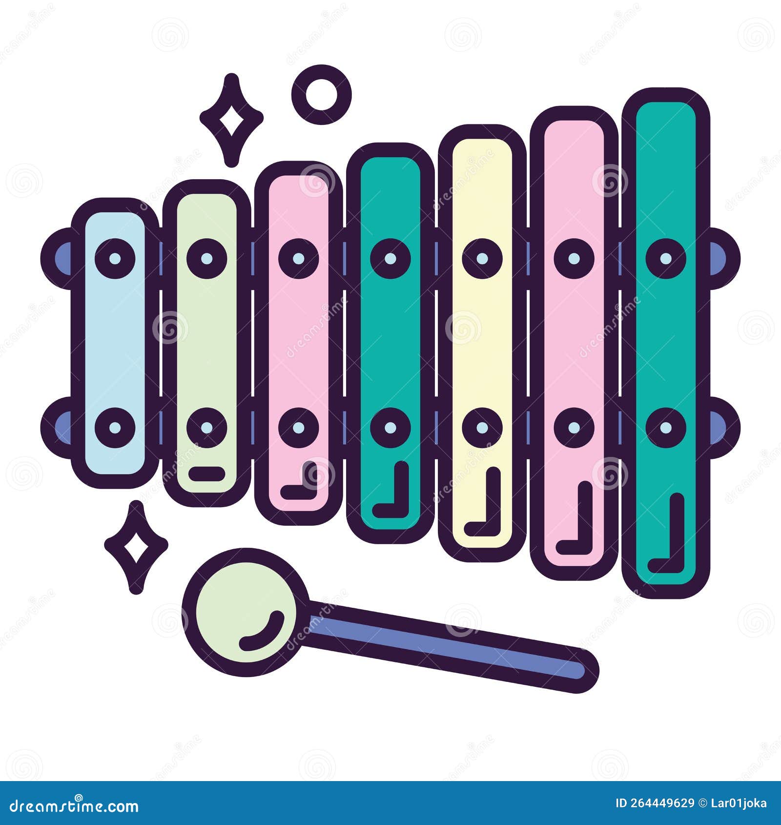 Cute Xylophone Drawing Clipart Sticker Sketch For Coloring Vector ...