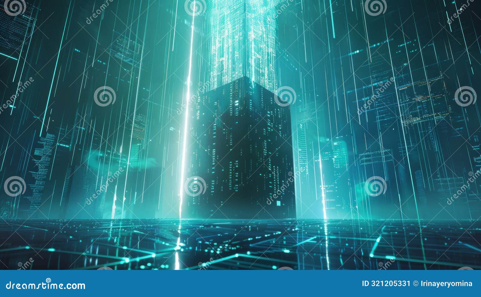 Isolated Cyber Tower Radiating Secure Data in Serene Digital ...