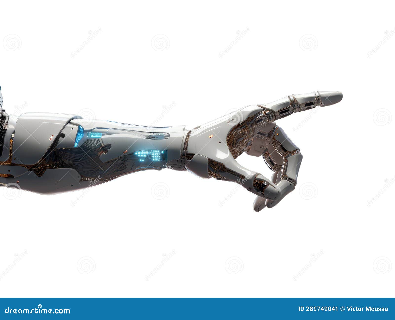 Isolated Cyborg Hand Using One Finger To Point Isolated on Transparent ...