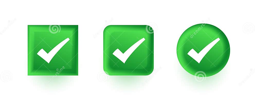 Isolated 3d Checkmark Tick Button Symbol in Set Stock Vector ...