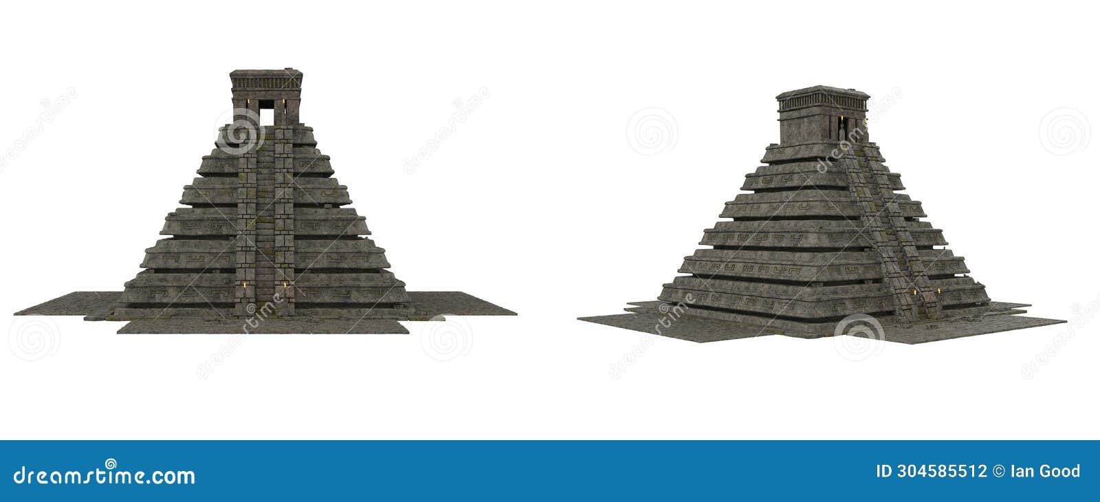 Isolated 3D Illustration of an Aztec Pyramid from the Ancient Mexican ...
