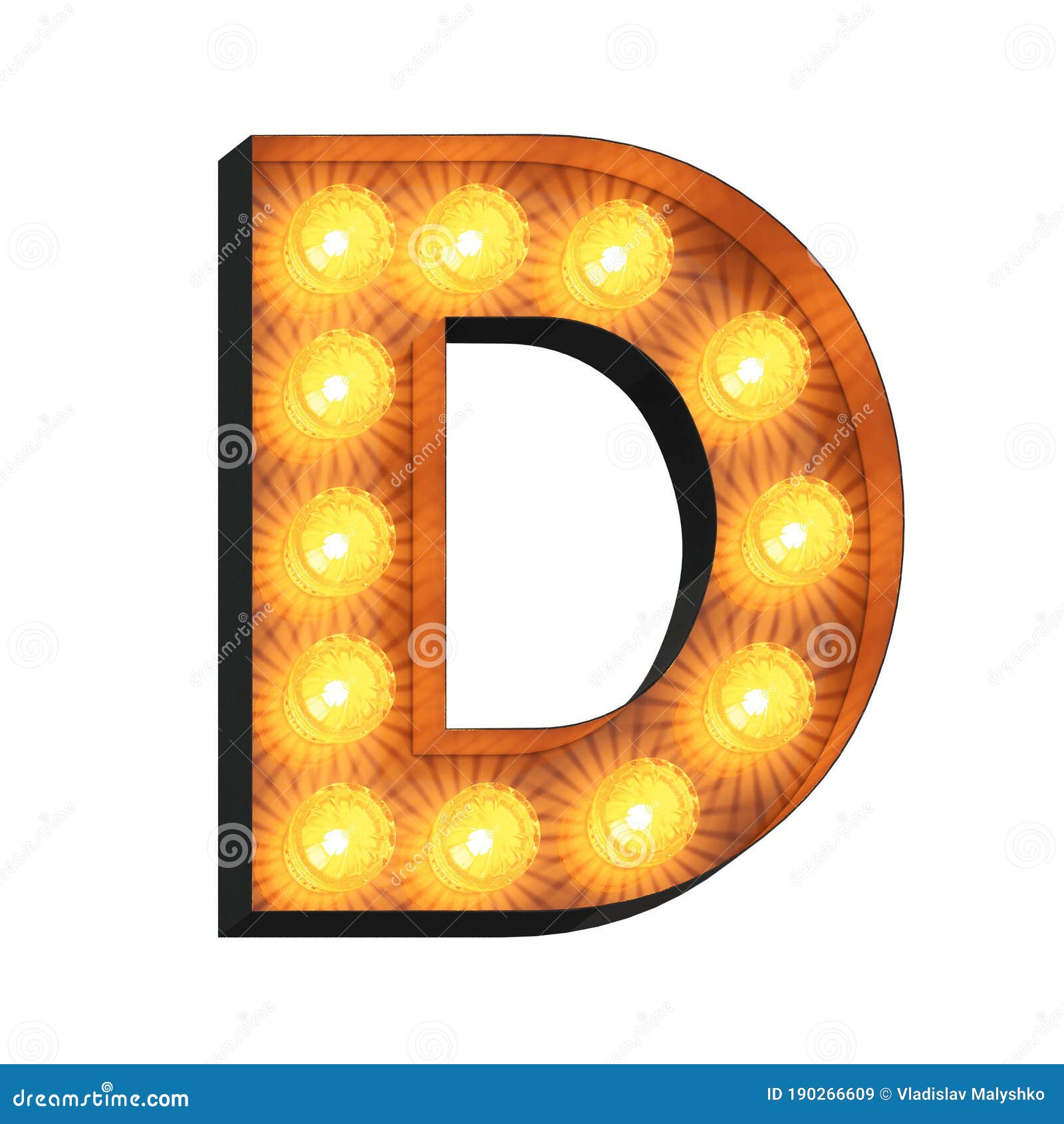 Isolated 3d Image of Marquee Letter D Stock Illustration - Illustration ...