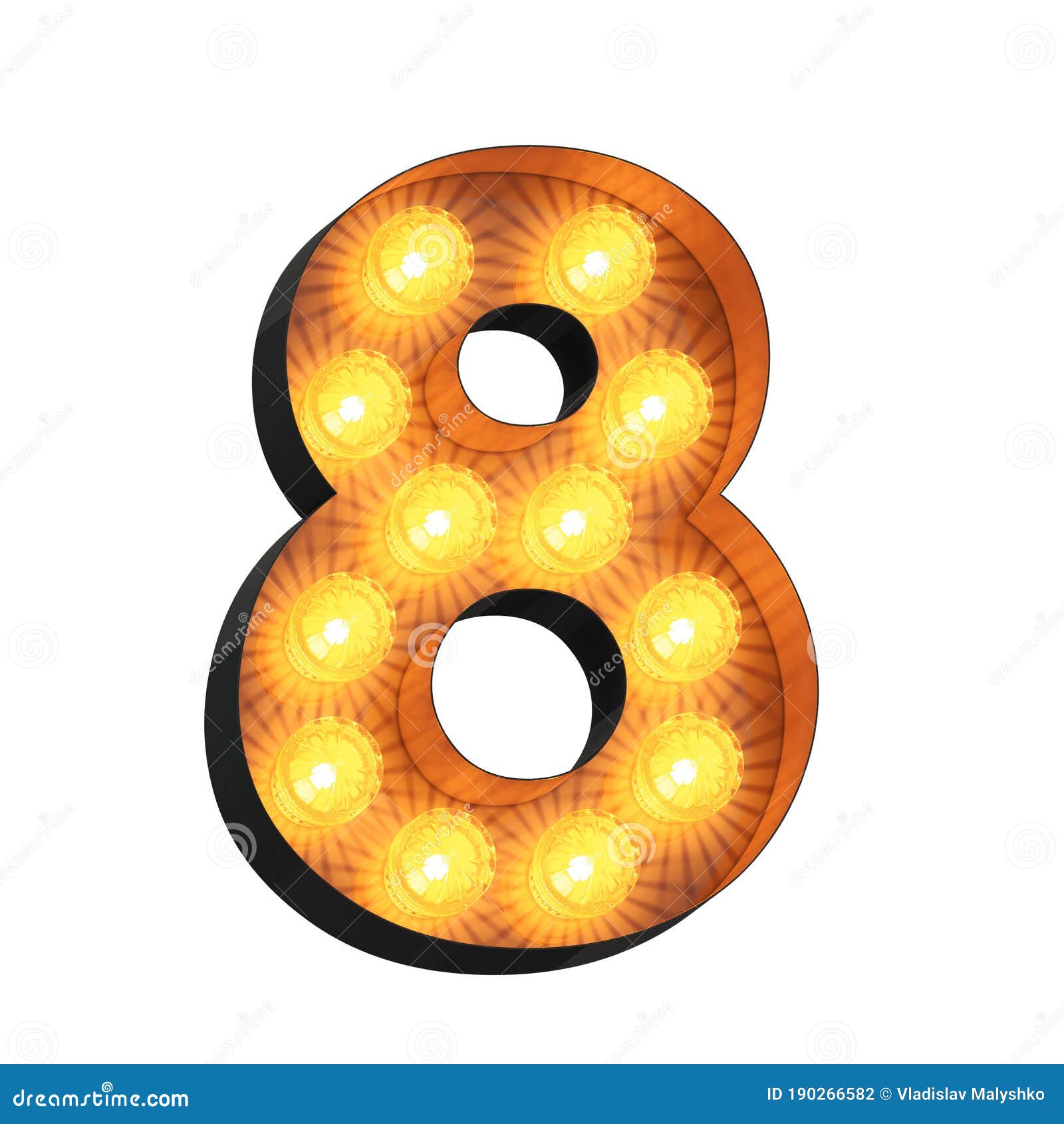 Isolated 3d Image of Marquee Number Eight Stock Illustration ...