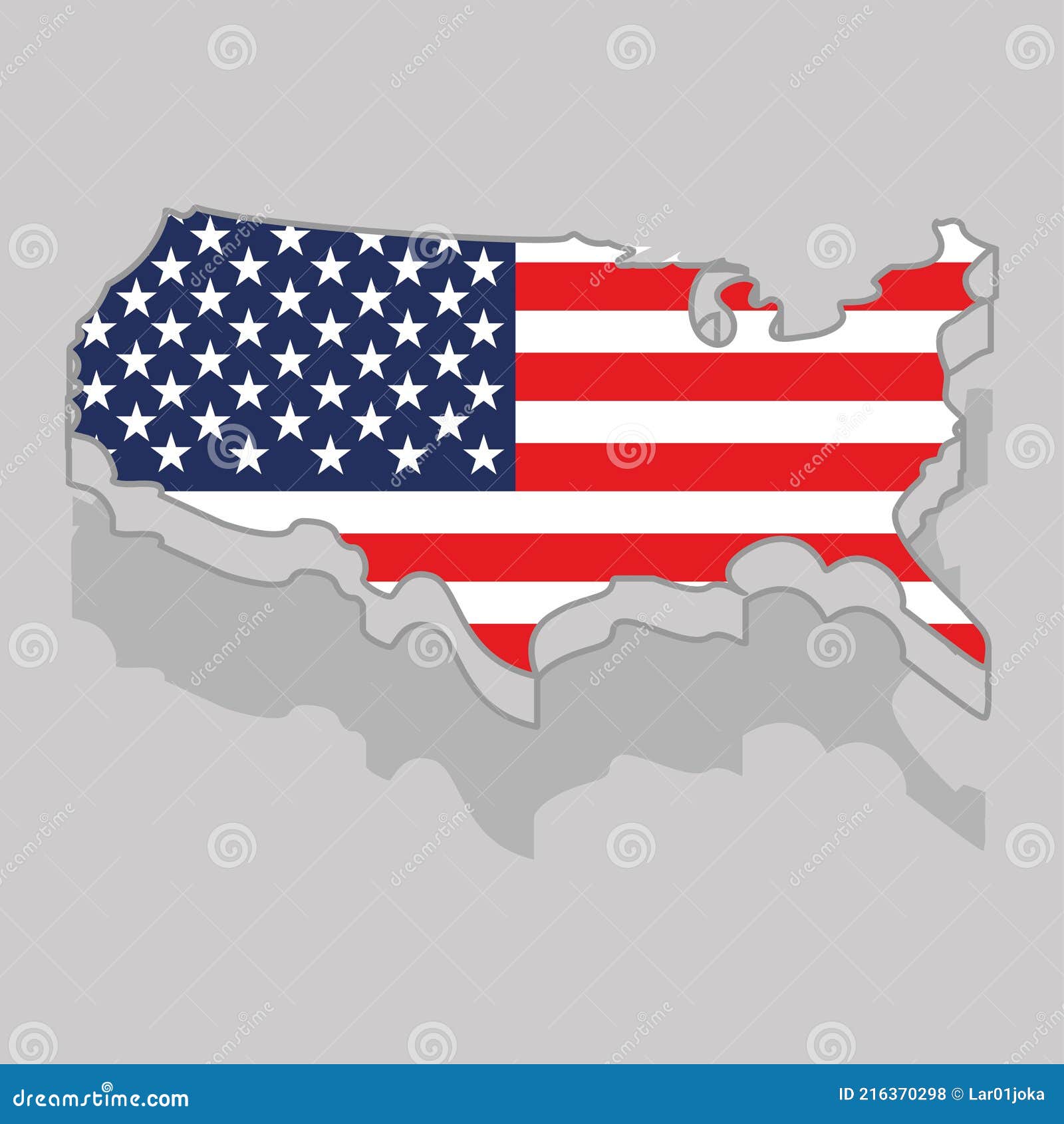 Isolated 3d Map with the Flag of USA Stock Vector - Illustration of ...