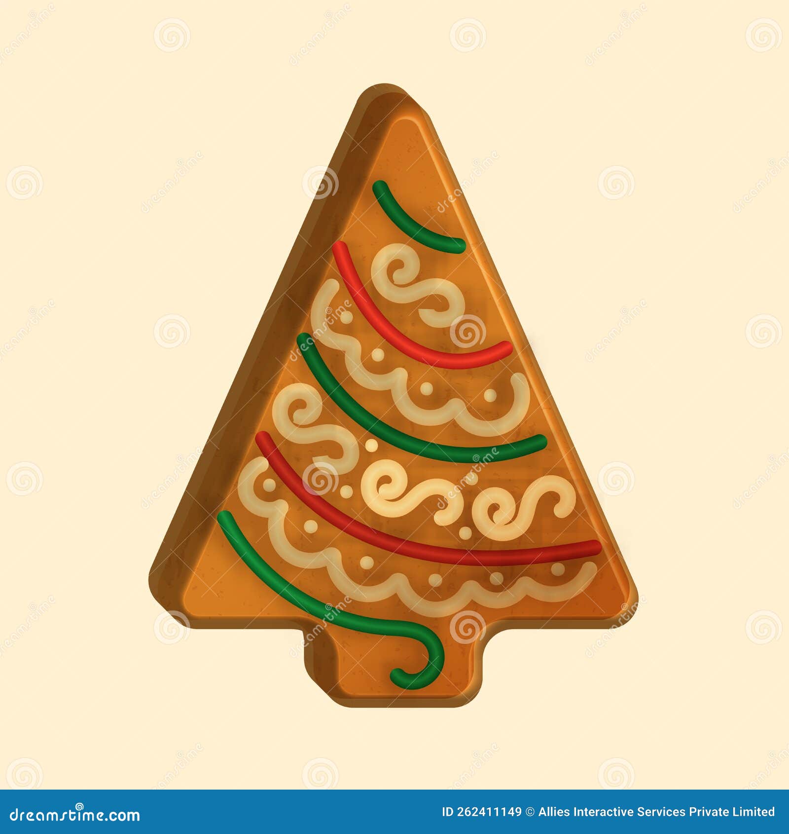 Isolated 3D Render Gingerbread Christmas Tree on Cosmic Latte Stock ...