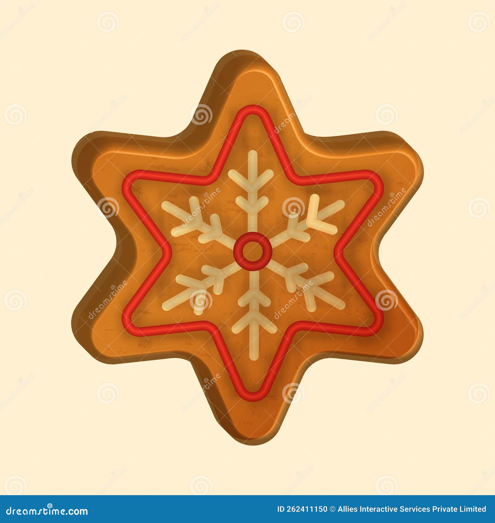 Isolated 3D Render Gingerbread Snowflake on Cosmic Latte Stock ...